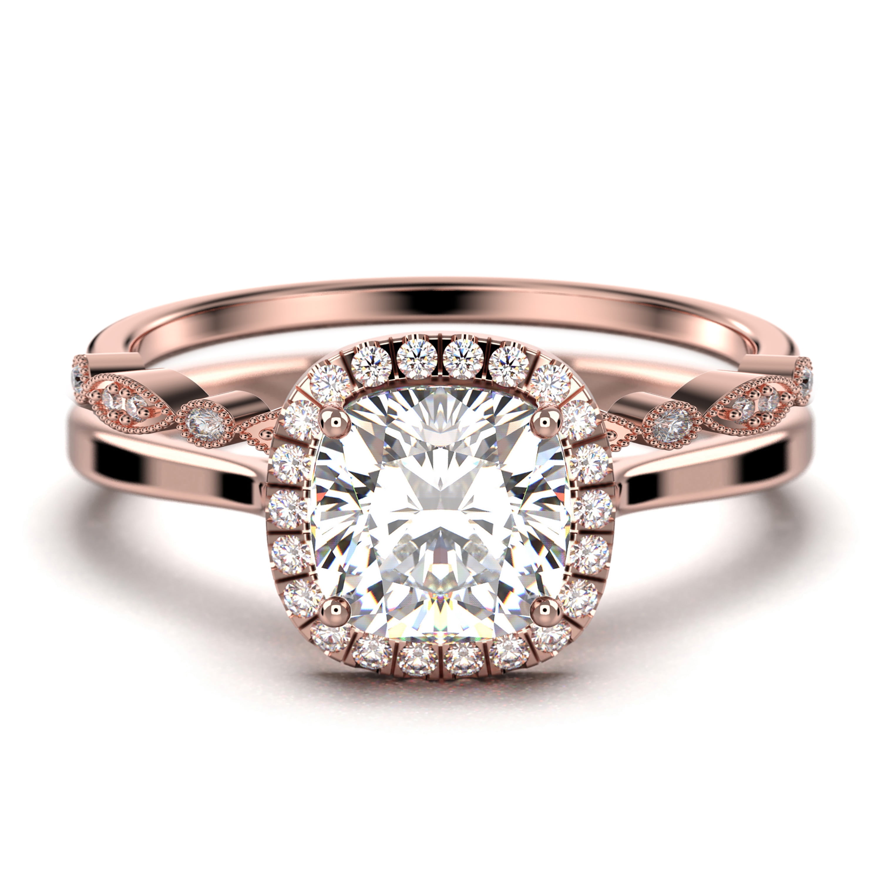 Dazzling Halo 2.05 Carat Cushion Cut Diamond Moissanite Engagement Ring ...