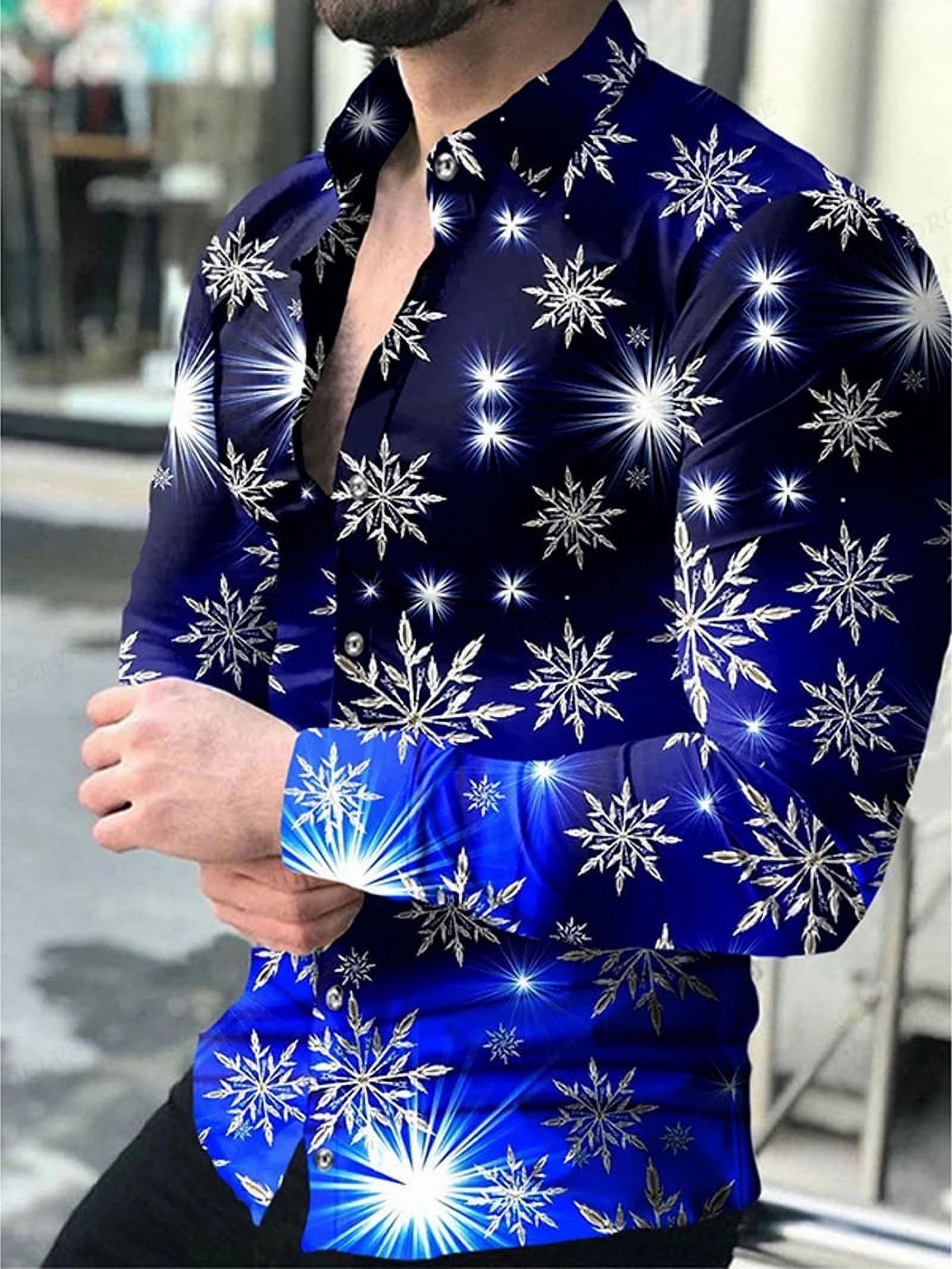 Dazzling Hawaiian Shirts Men Fashion Shirt Long Sleeve Beach Blouse Men's Clothing Casual Single ...