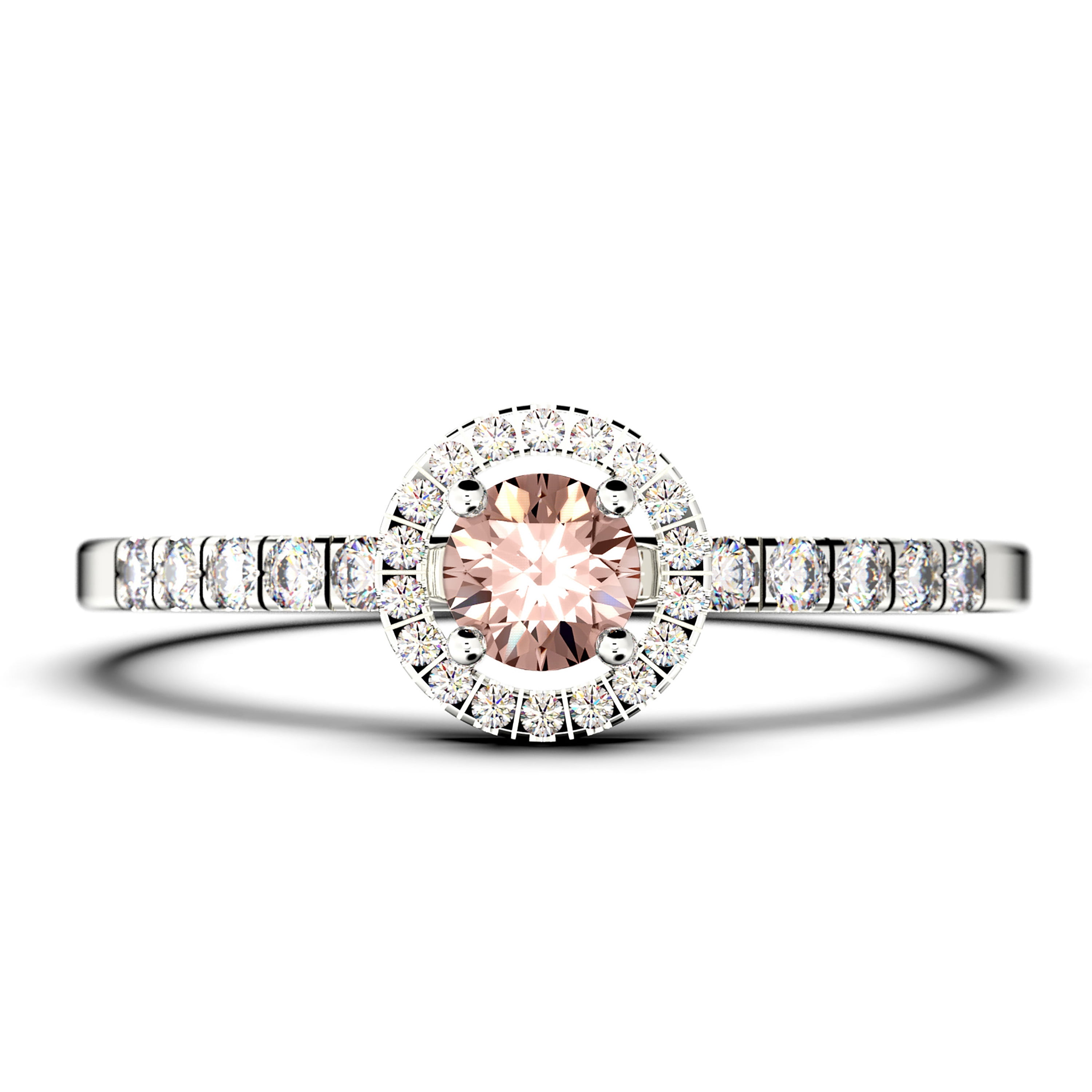 Dazzling Minimalist 1.00 Catar Round Cut Morganite And Diamond ...