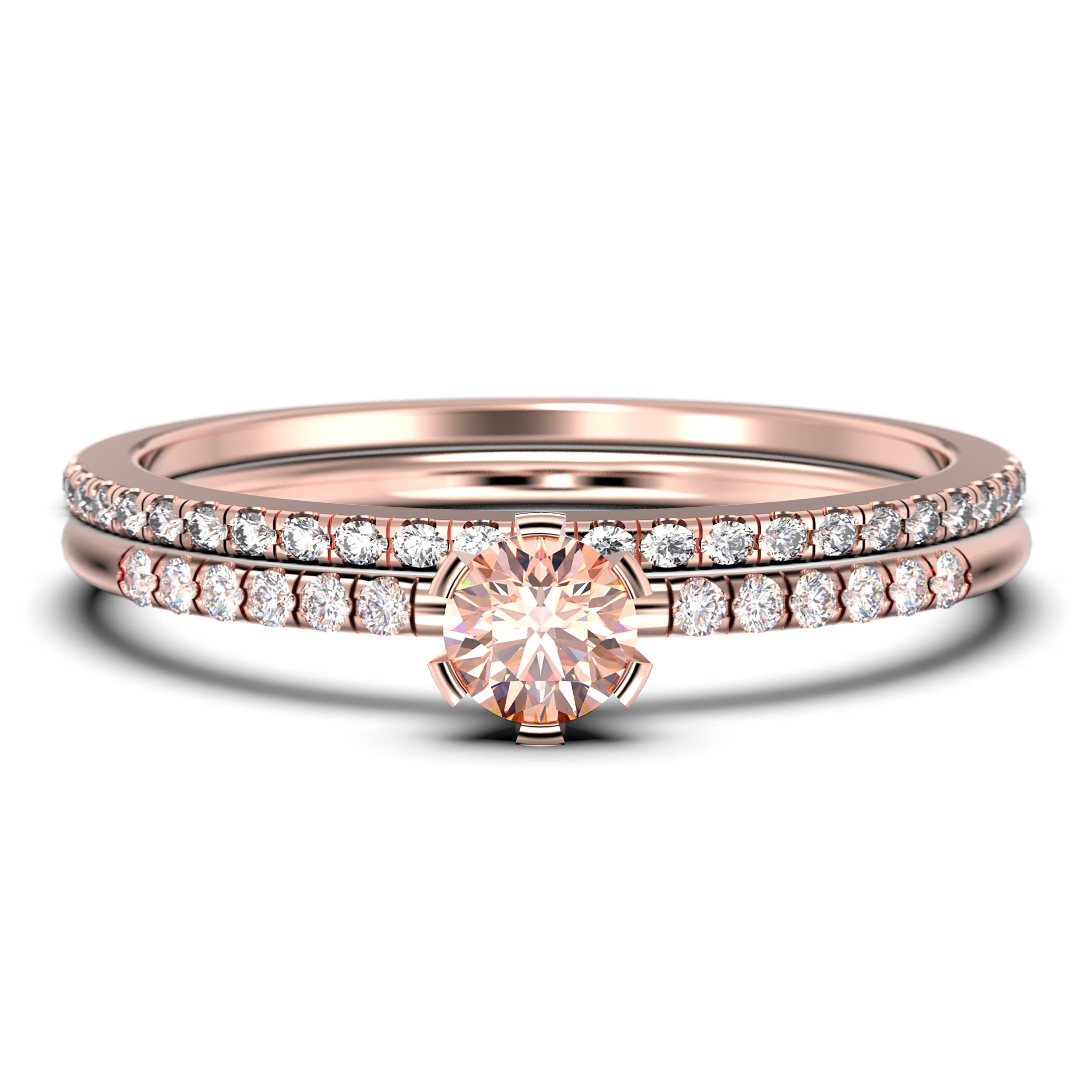 Dazzling Minimalist 1.05 Carat Classic Round Cut Morganite And Diamond ...