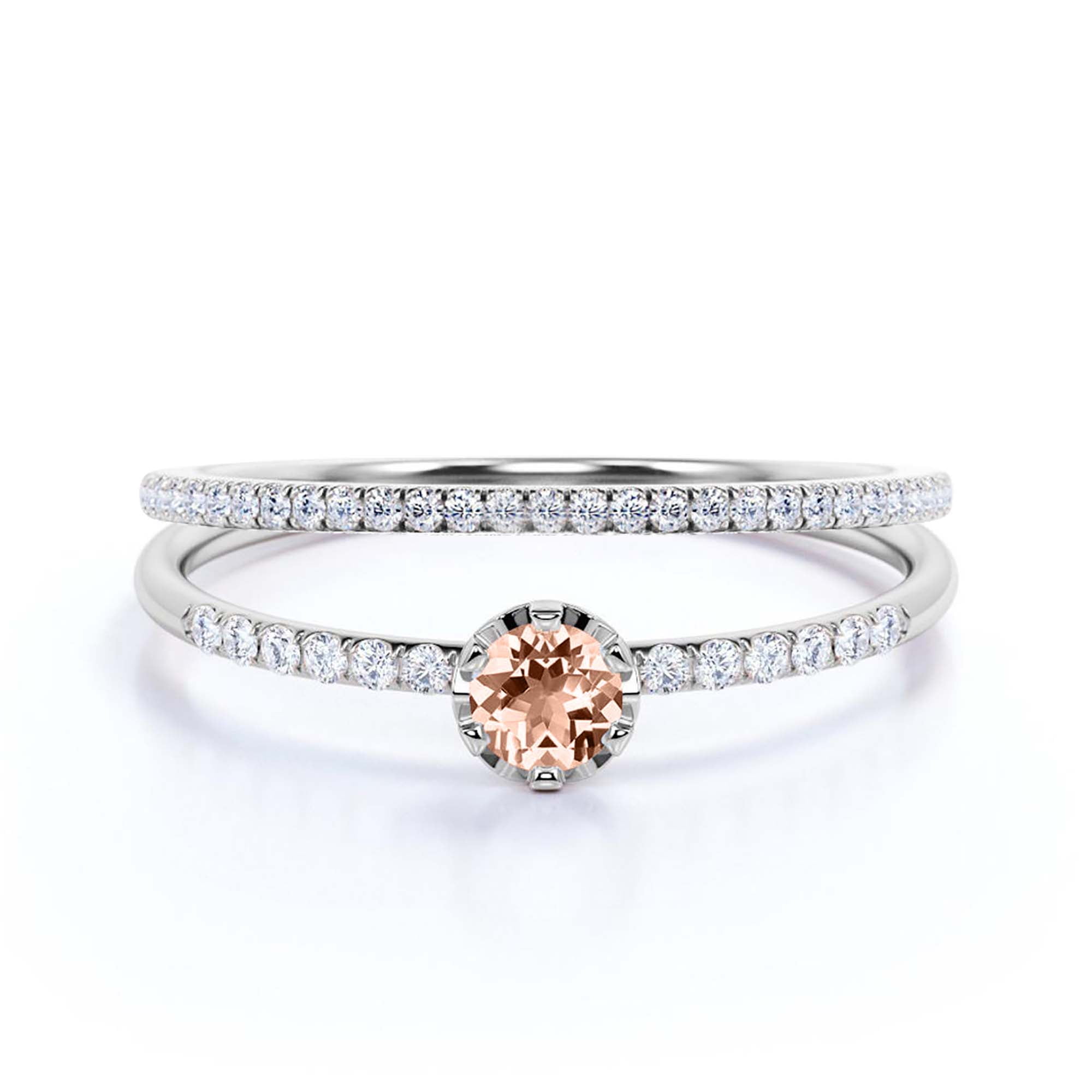 Dazzling Minimalist 1.05 Carat Round Cut Morganite And Diamond ...