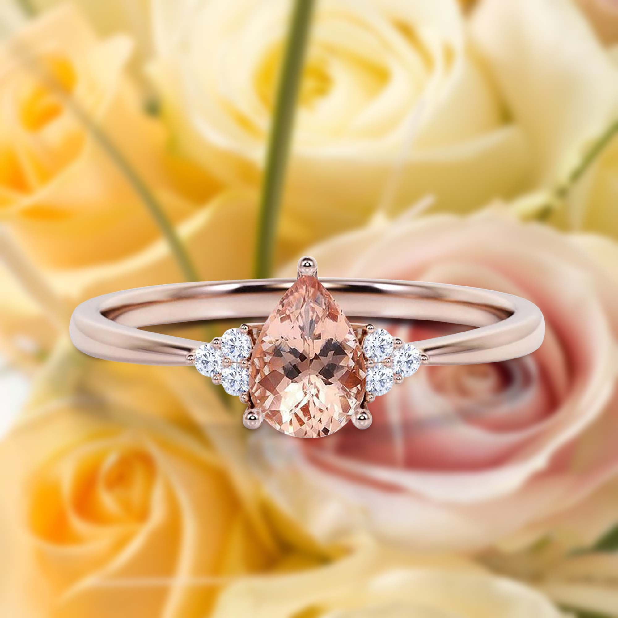 Dazzling Minimalist 1.25 Carat Pear Cut Affordable Ring, Morganite And ...