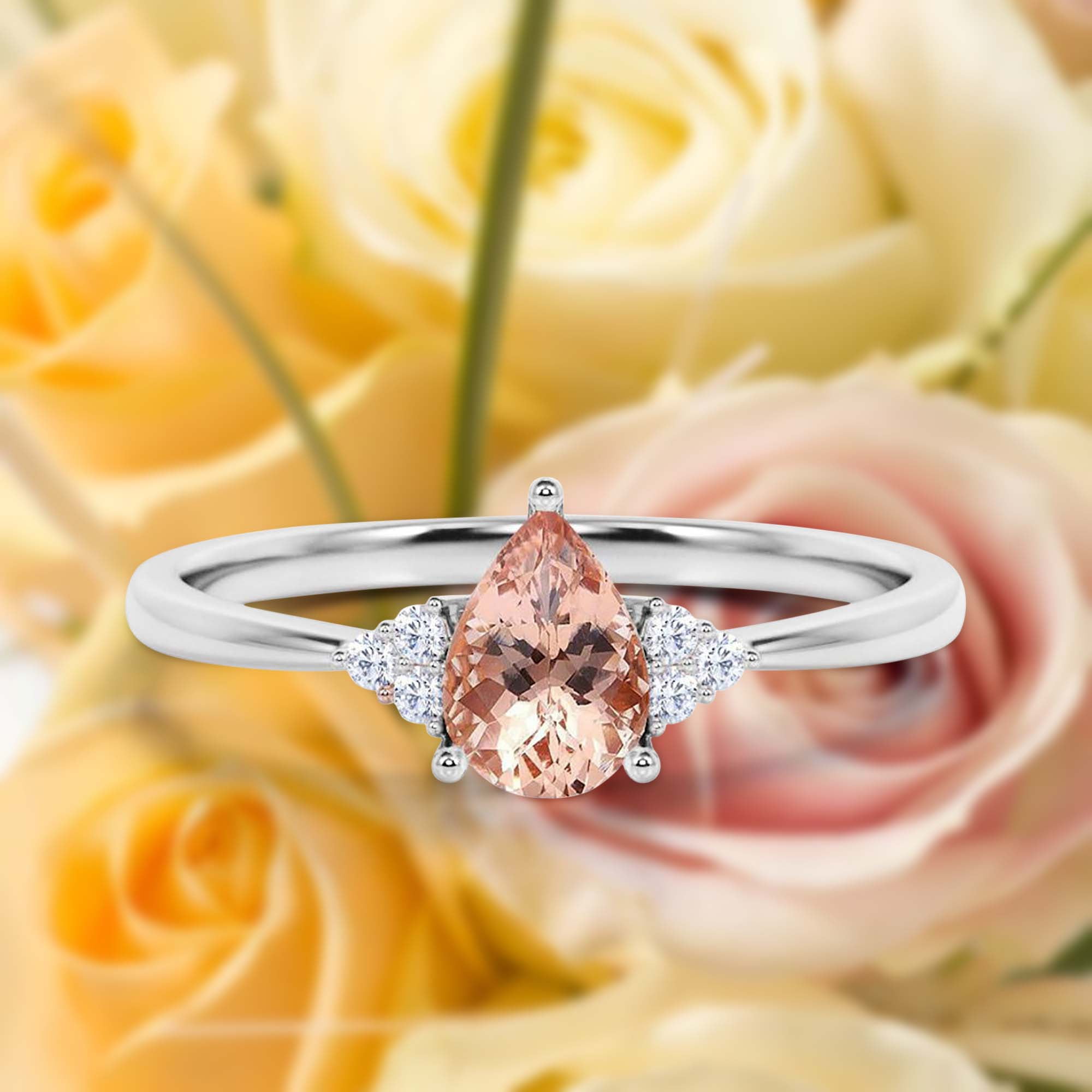 Dazzling Minimalist 1.25 Carat Pear Cut Affordable Ring, Morganite And ...