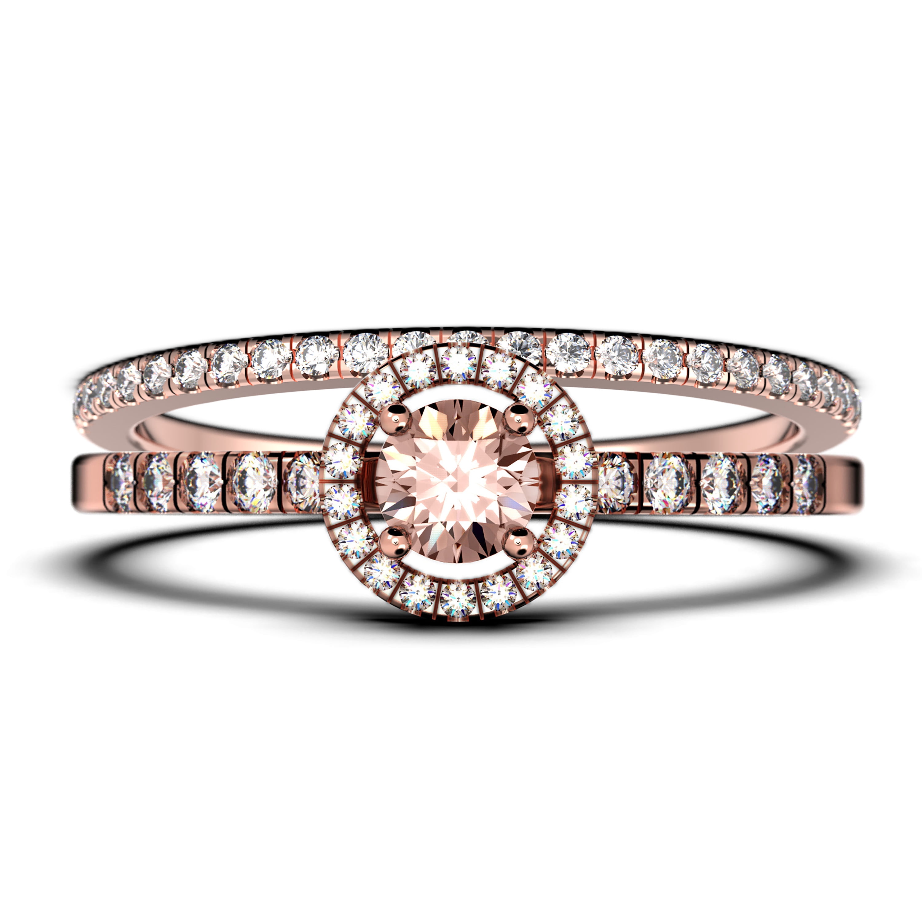 Dazzling Minimalist 1.50 Catar Round Morganite And Diamond Moissanite ...