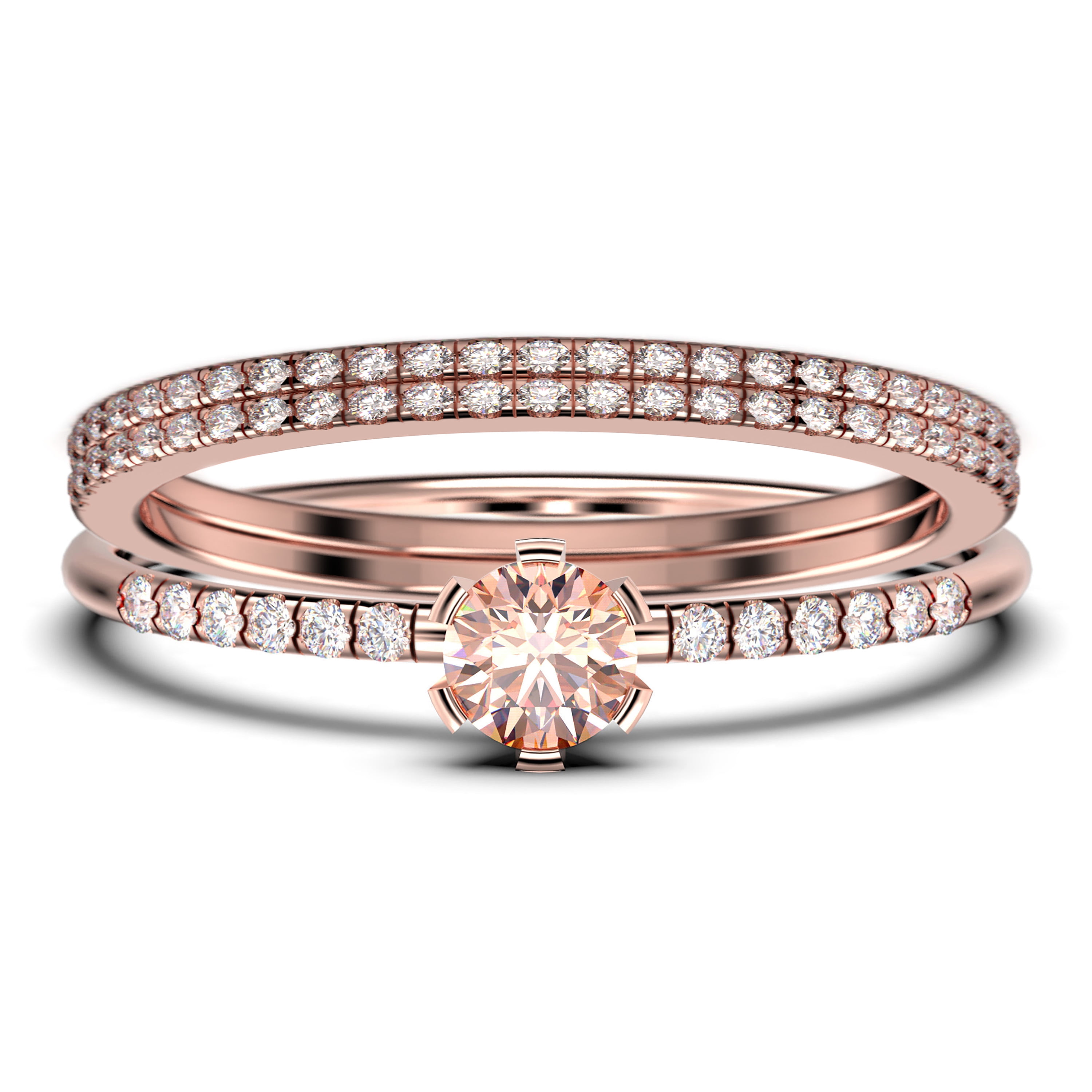 Dazzling Minimalist 1.55 Carat Classic Round Cut Morganite And Diamond ...