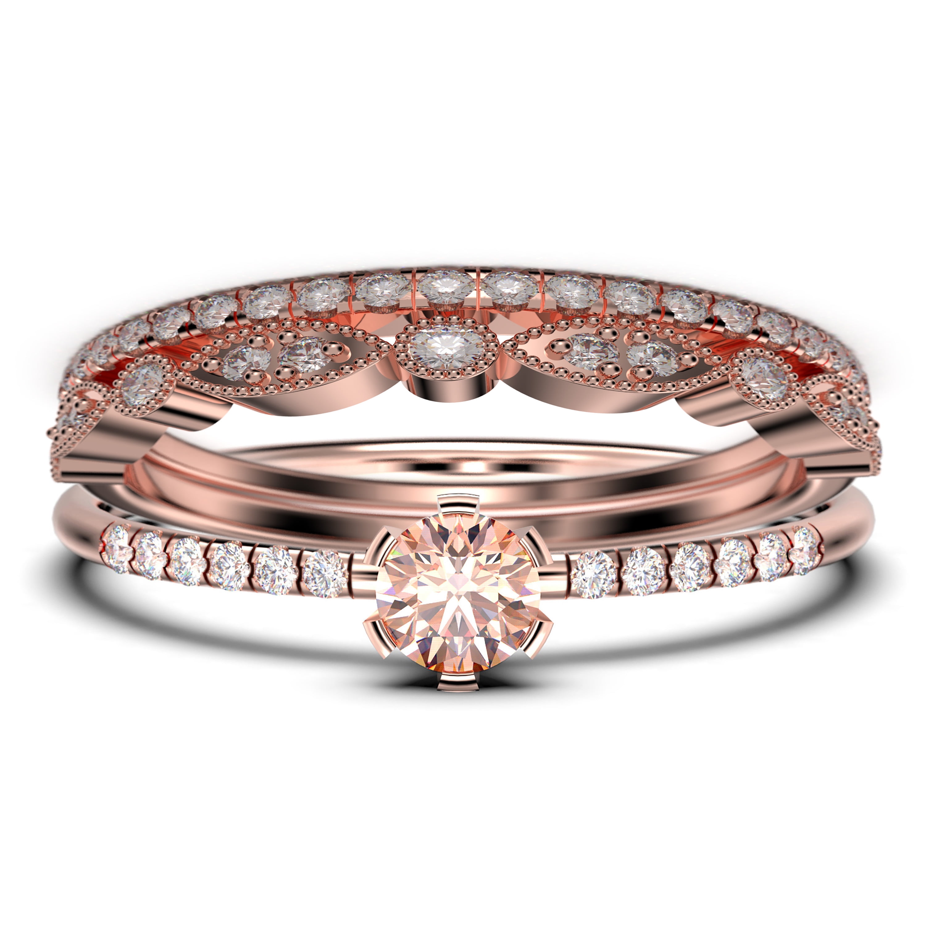 Dazzling Minimalist 1.55 Carat Classic Round Cut Morganite And Diamond ...