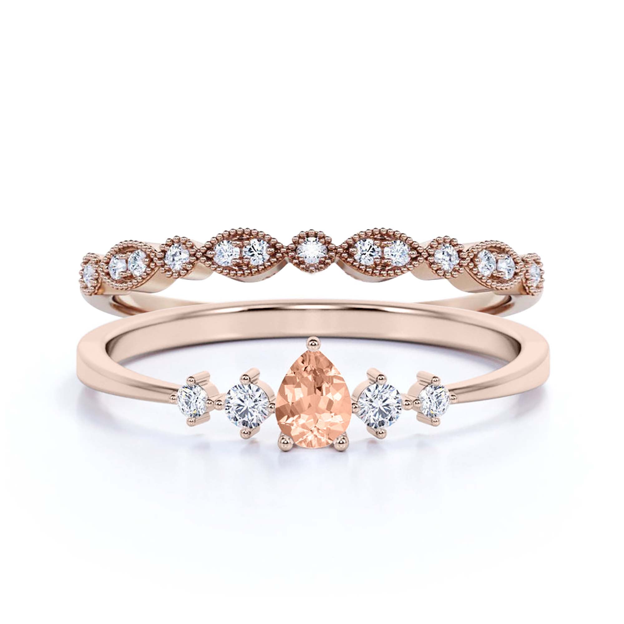 Dazzling Minimalist 1.55 Carat Pear Cut Morganite And Diamond ...