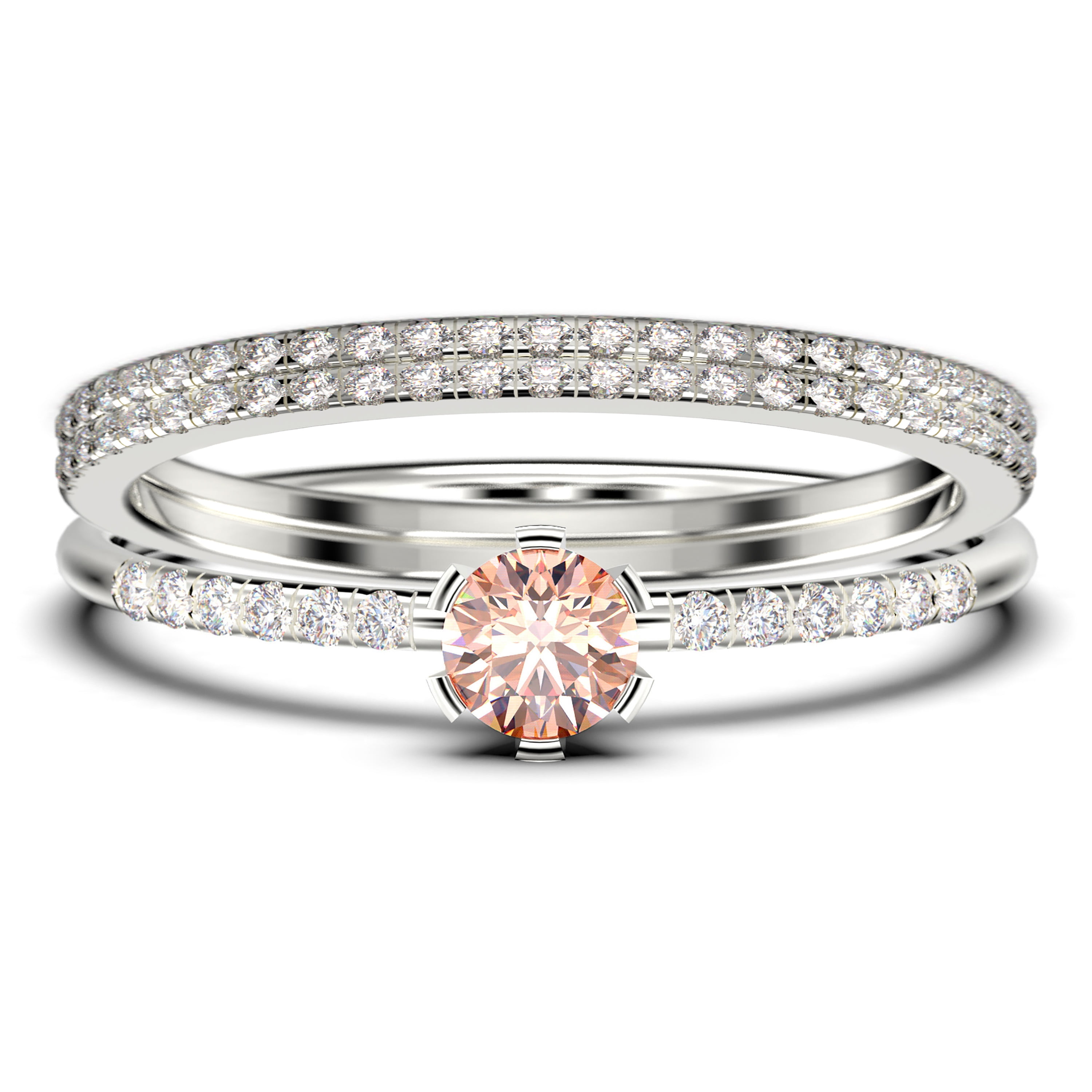 Dazzling Minimalist 1.55 Carat Round Cut Morganite And Diamond ...