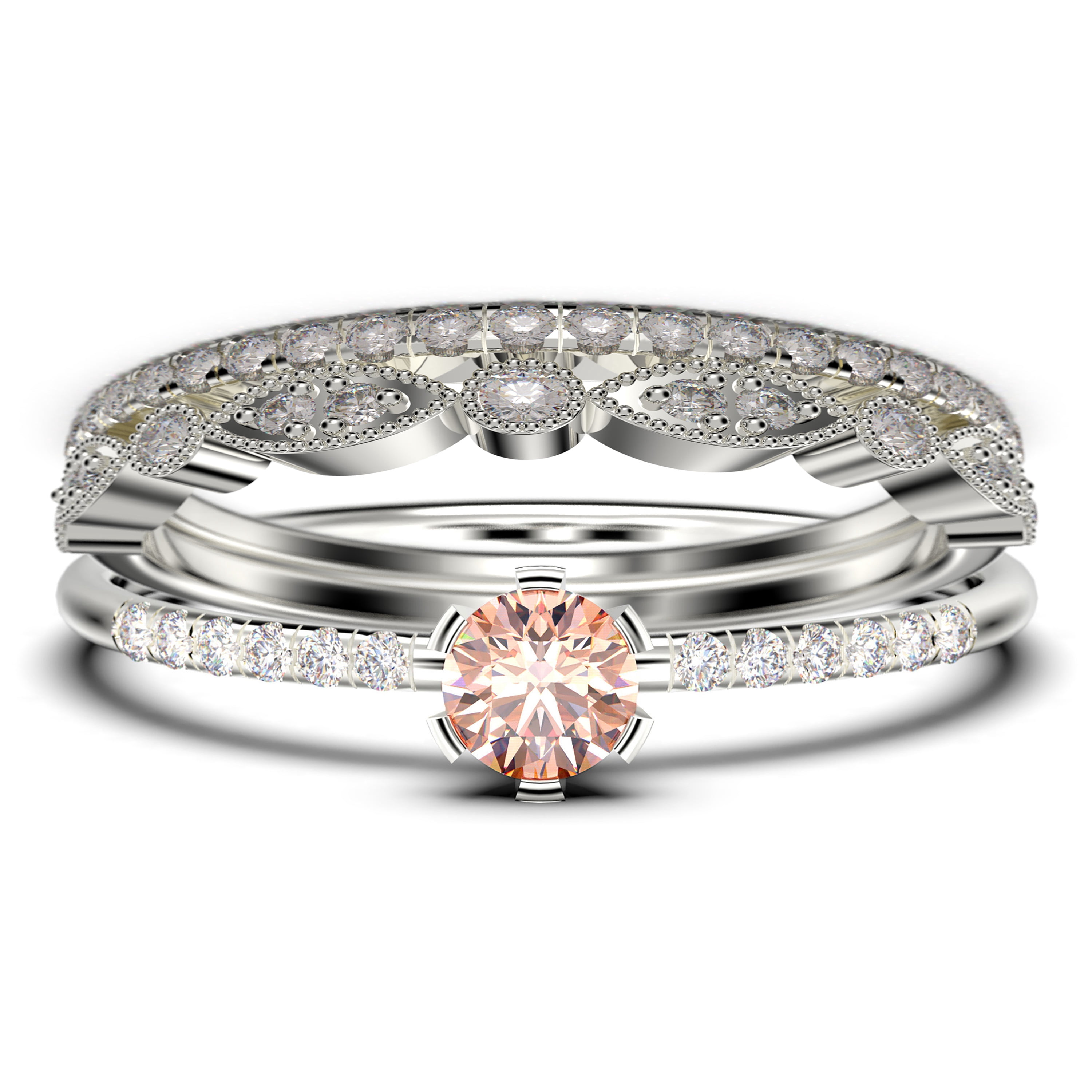 Dazzling Minimalist 1.55 Carat Round Cut Morganite And Diamond ...