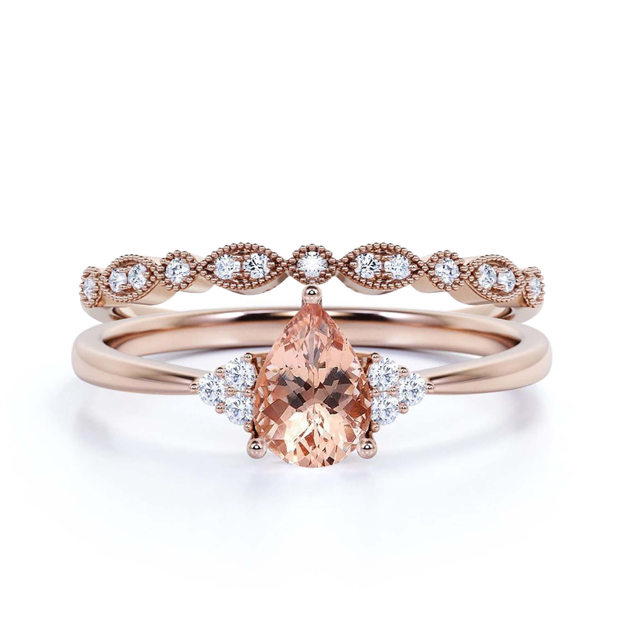 Dazzling Minimalist 1.75 Carat Pear Cut Affordable Ring, Morganite And ...