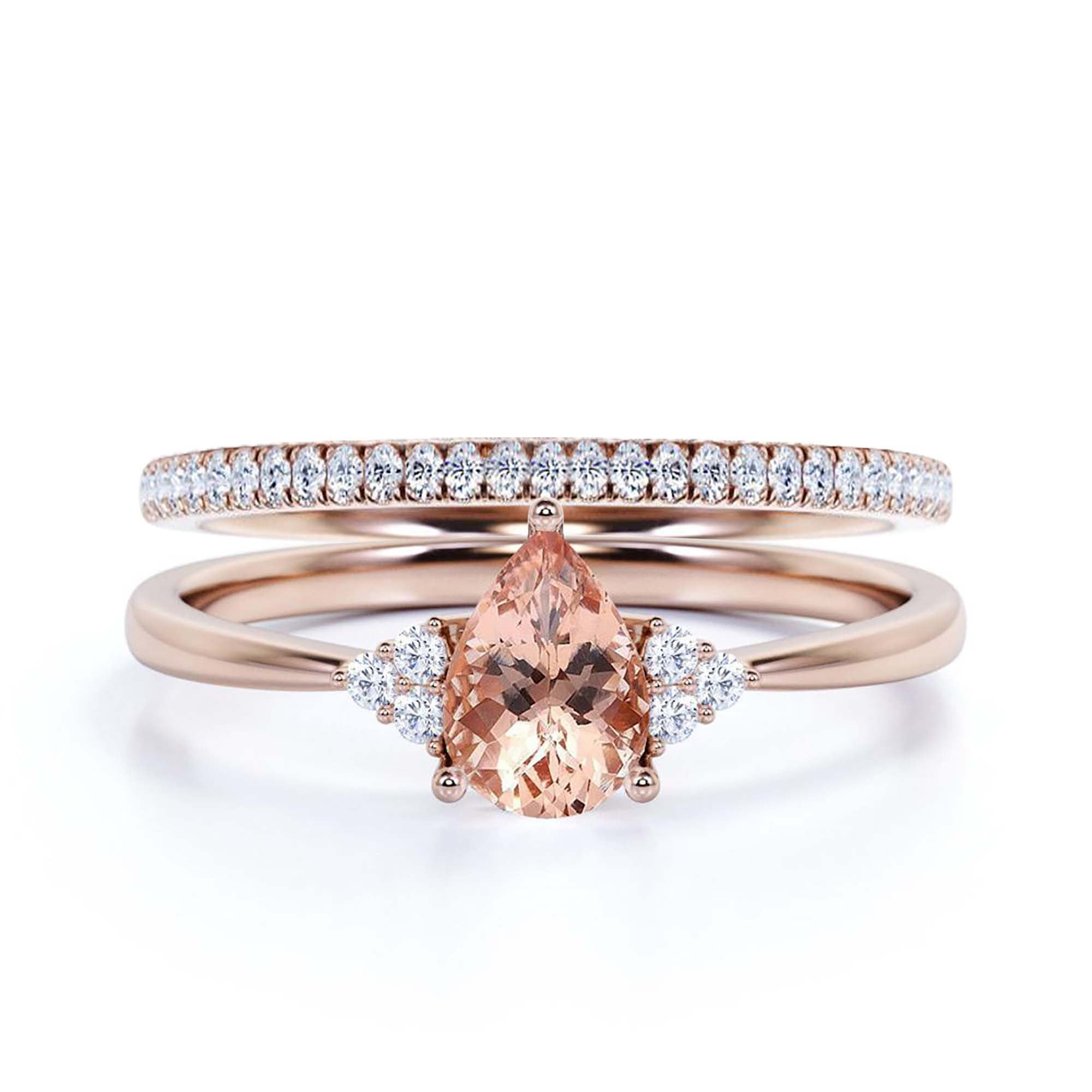 Dazzling Minimalist 1.75 Carat Pear Cut Affordable Ring, Morganite And ...