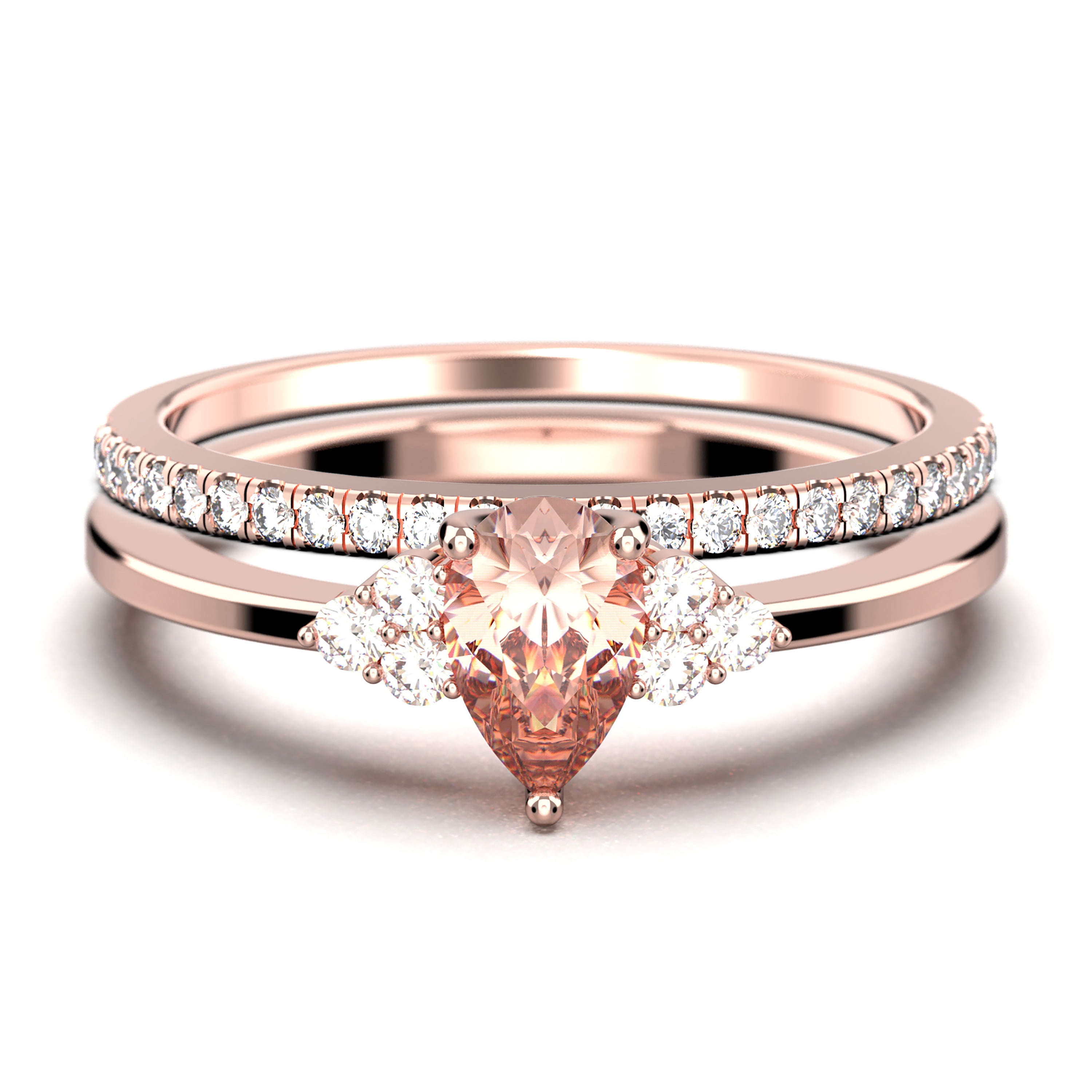 Dazzling Minimalist 1.75 Carat Pear Cut Affordable Ring, Morganite And Diamond Moissanite ...