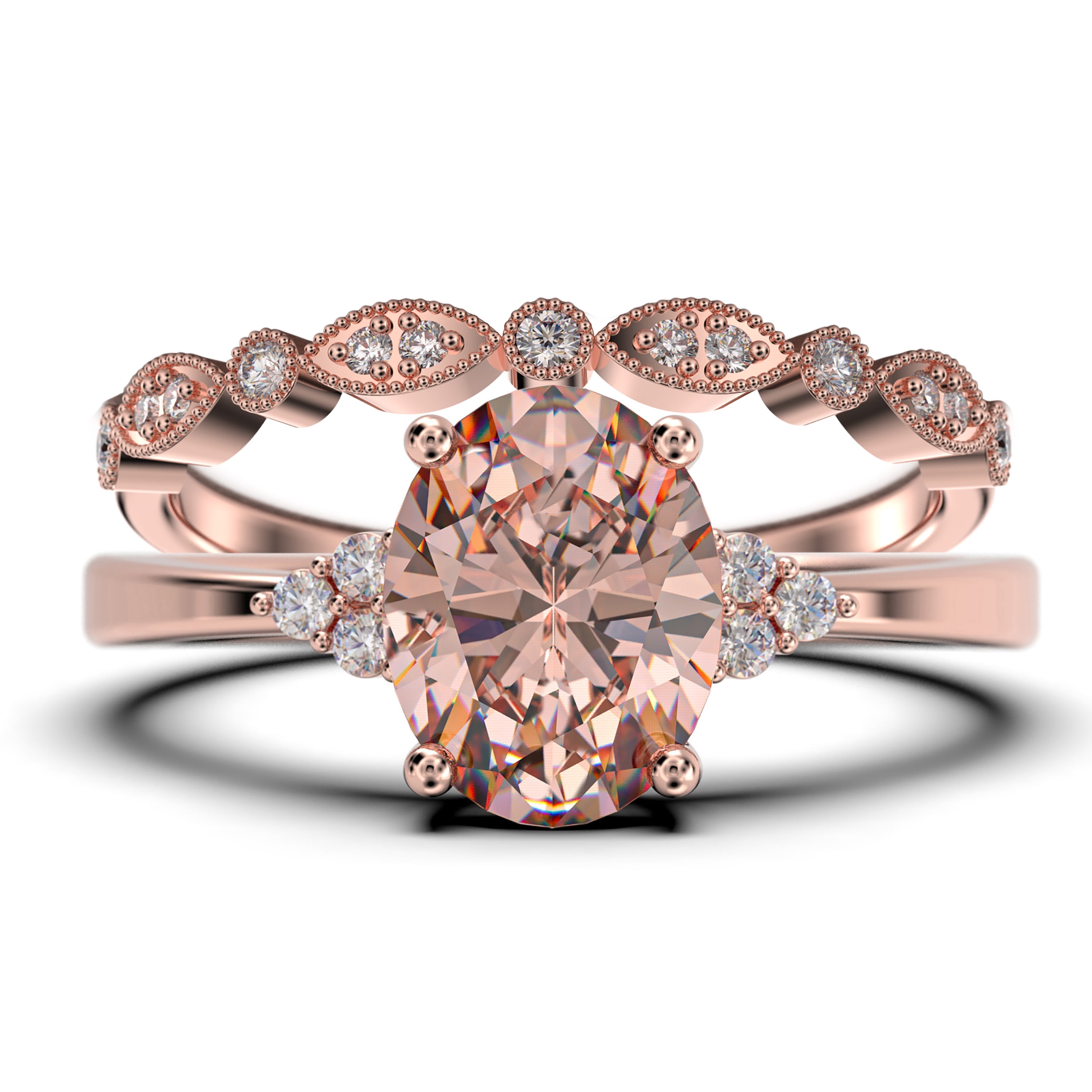 Dazzling Minimalist 2.00 Carat Oval Cut Morganite And Diamond ...