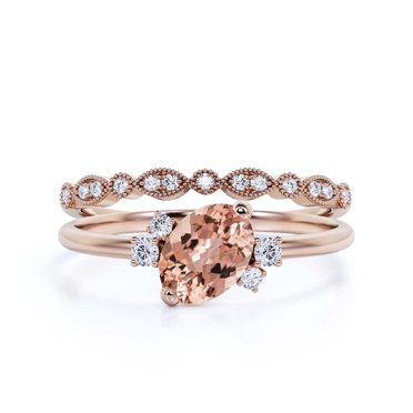 Vine Leaf Ring, Boho & hippie 1.00 Carat Round Cut Morganite And Diamond Moissanite Engagement ...