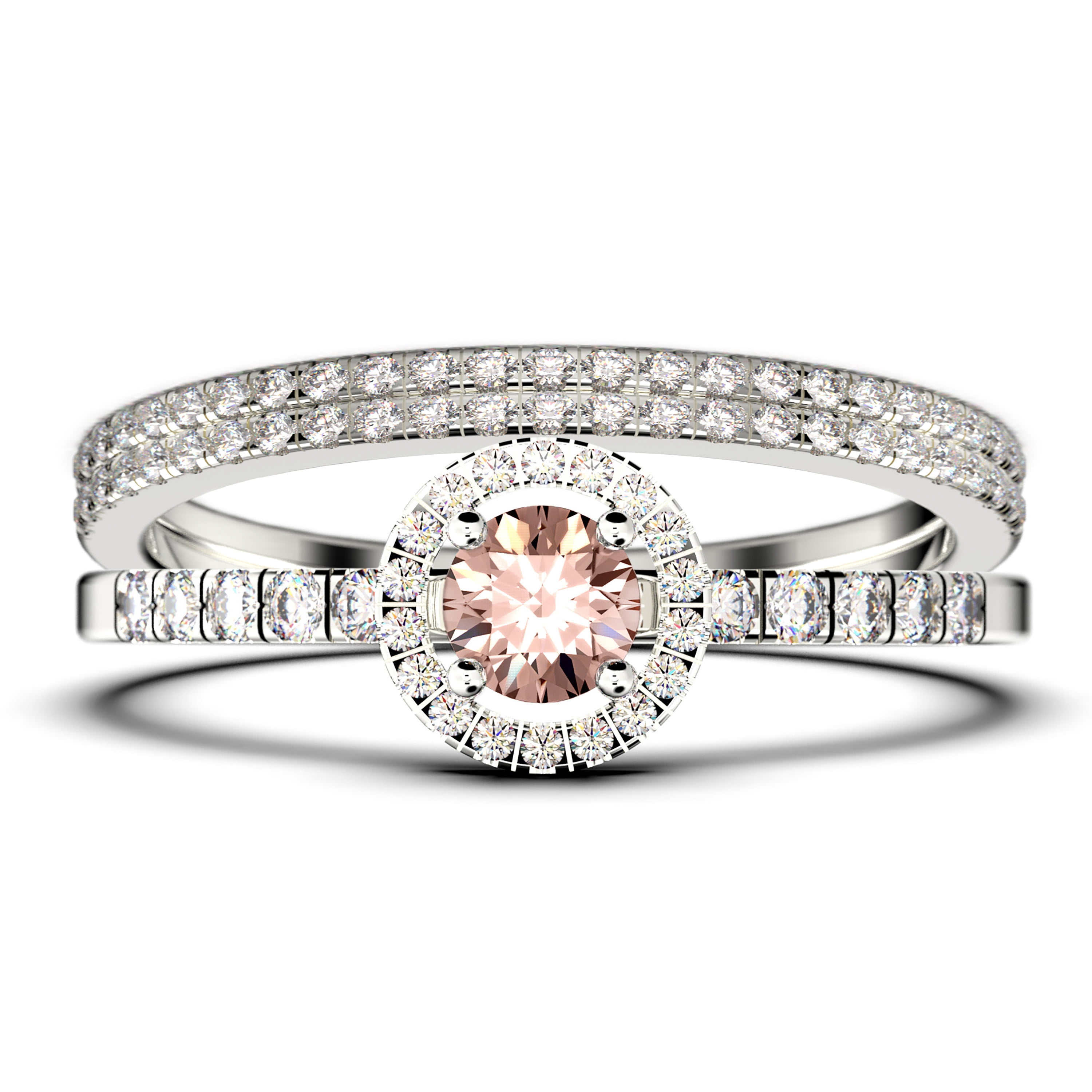 Dazzling Minimalist 2.00 Catar Round Cut Morganite And Diamond Moissanite Engagement Ring ...