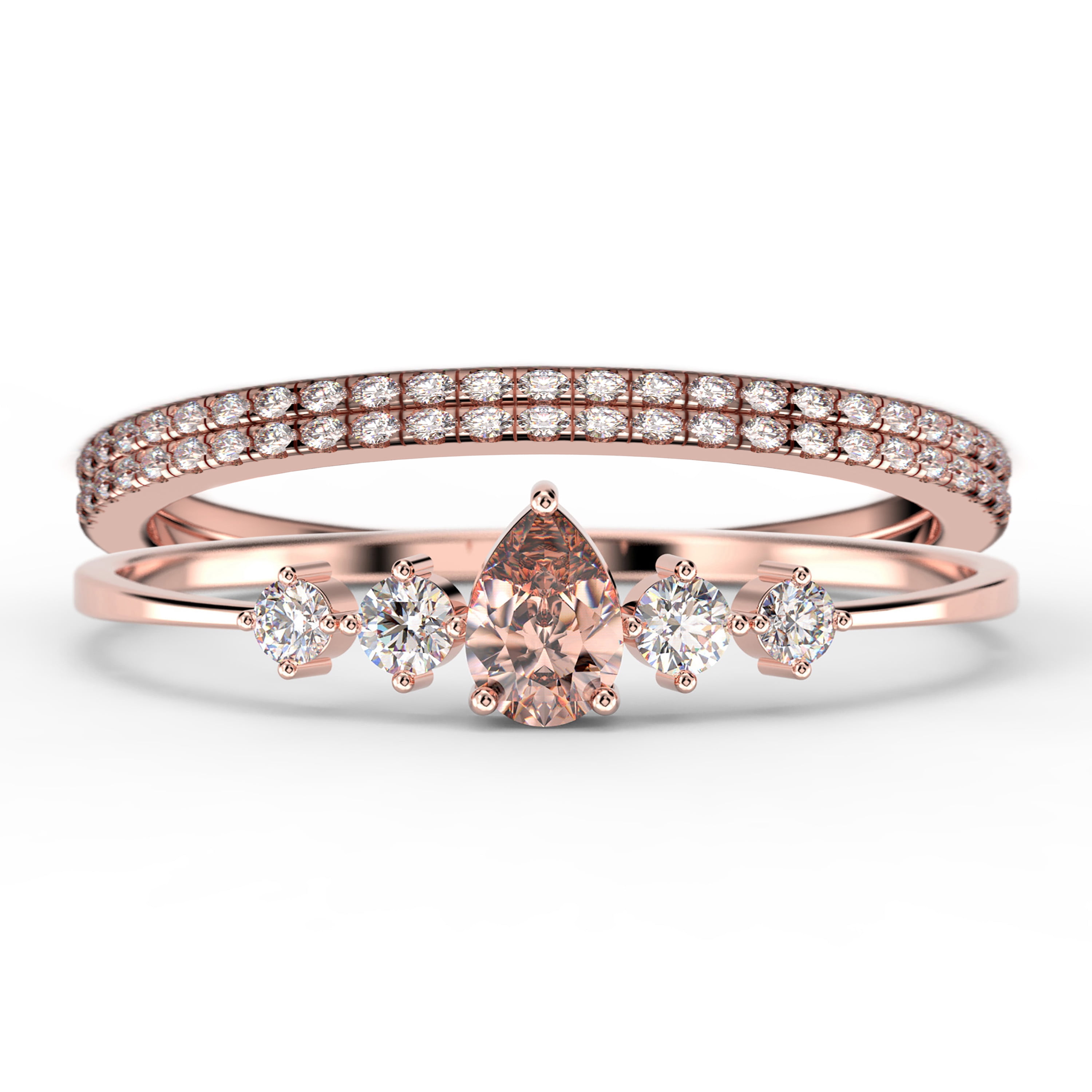 Dazzling Minimalist 2.05 Carat Pear Cut Morganite And Diamond ...