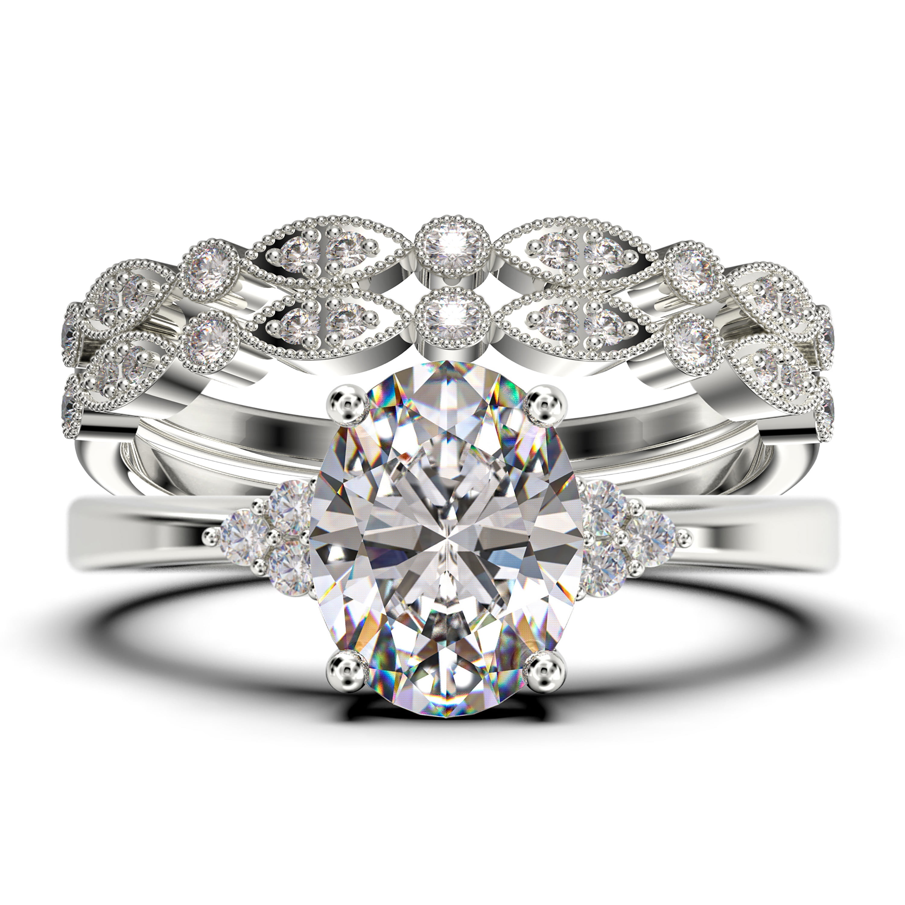 Dazzling Minimalist 2.50 Carat Oval Cut Diamond Moissanite Engagement ...