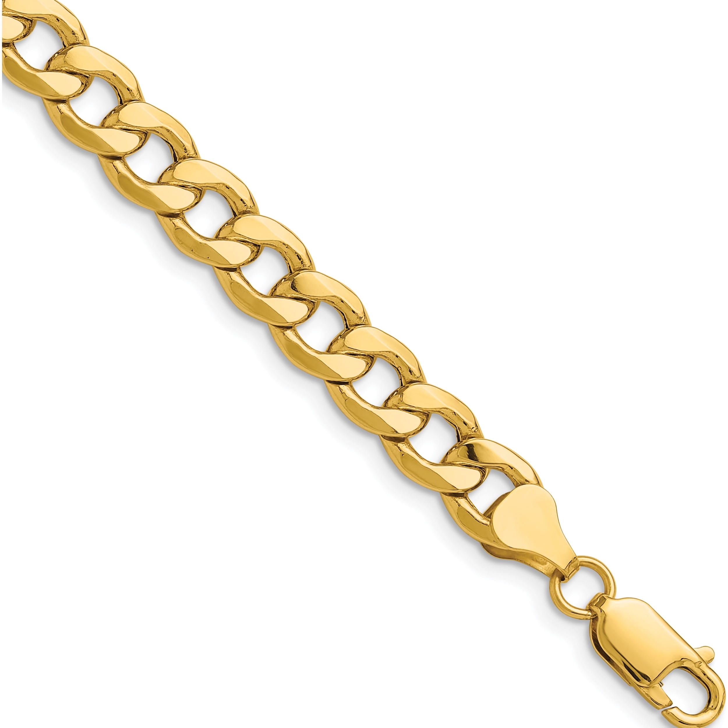 Dazzling Refined Breathtaking 14k 7.5mm Semi-Solid Curb Chain Sparkling ...