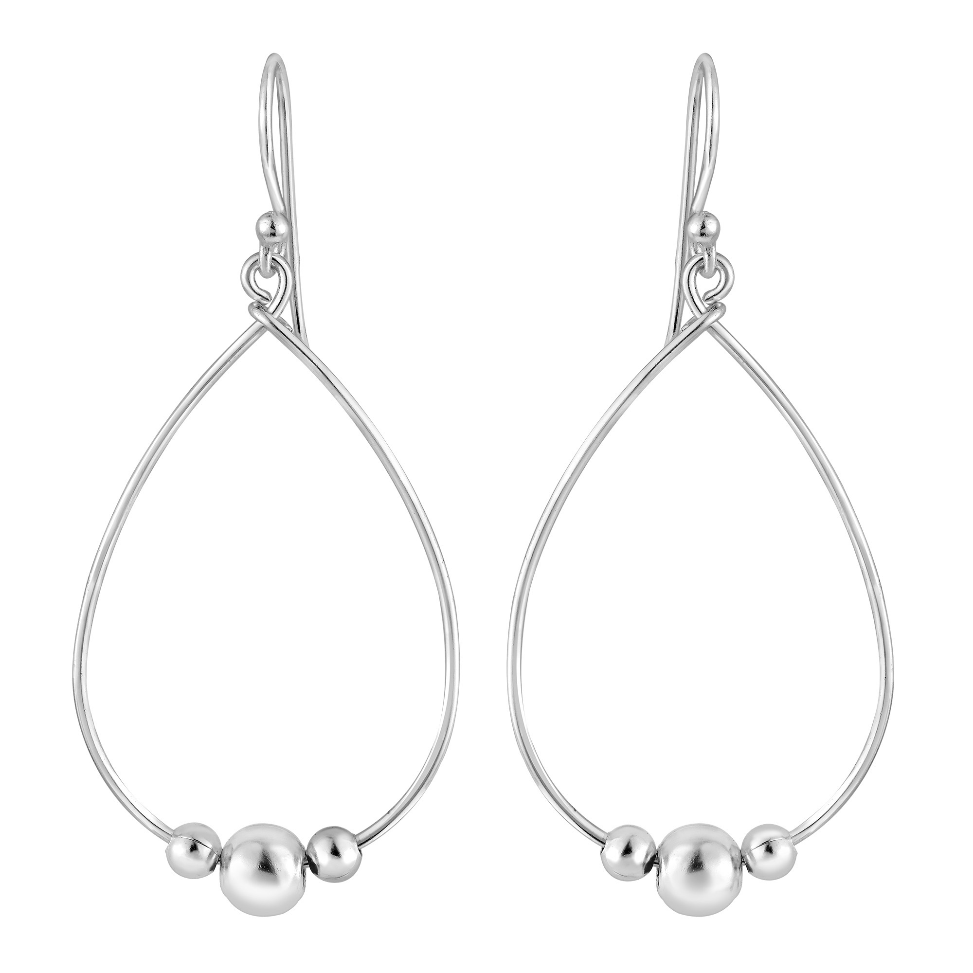 Dazzling Sliding Beads on a Teardrop Sterling Silver Dangle Earrings ...