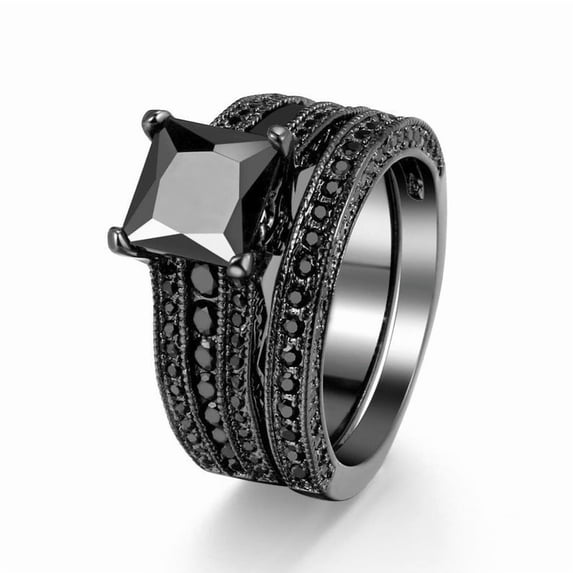 Dazzlingdaimonds 14k Black Gold Finish 3Ctw Black Diamond Promise Band ...