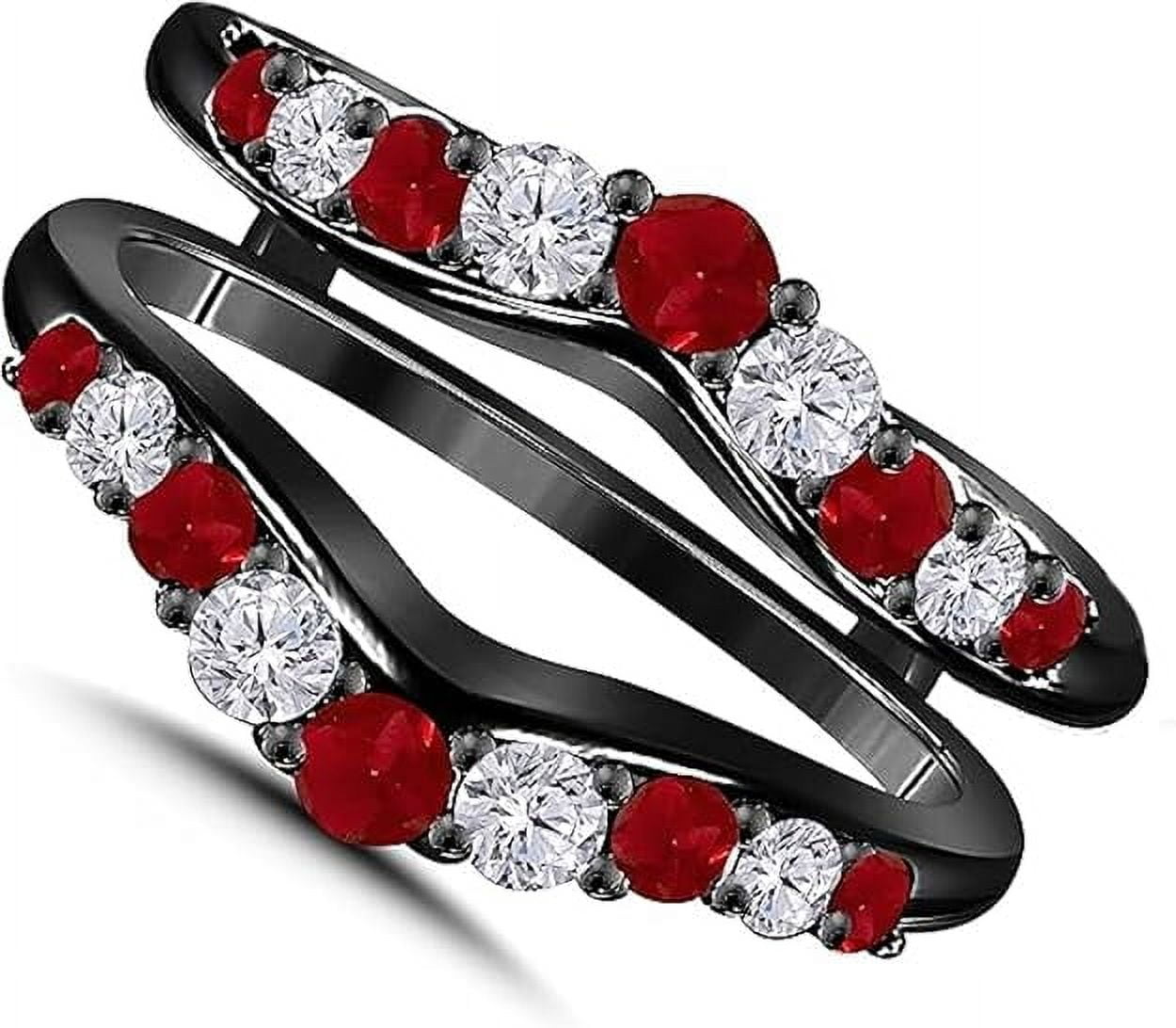 Dazzlingdaimonds Jewels 14K Black Gold Plated 2.00 Ct Round Cut Red ...
