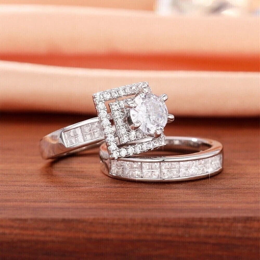 Dazzlingdaimonds Jewels 2.00 Ctw Round Cut White Diamond Wedding ...