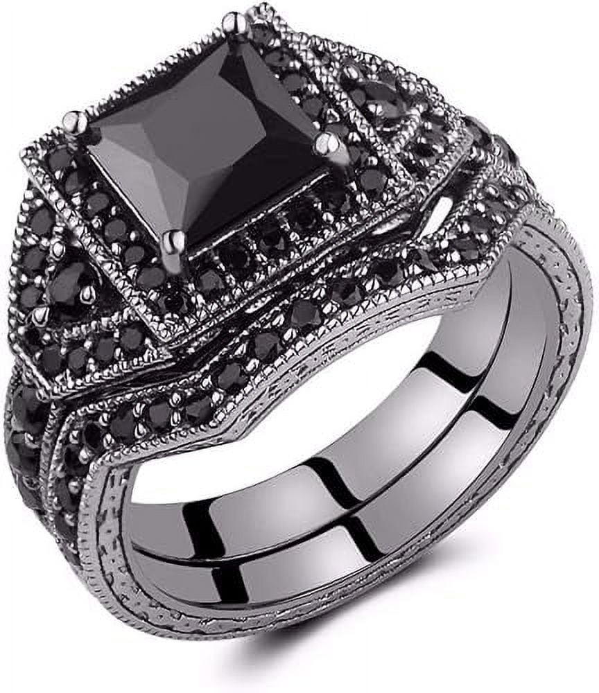 Dazzlingdaimonds Jewels 2.80 Ct Princess Cut Black Diamond Wedding Engagement Thanksgiving ...