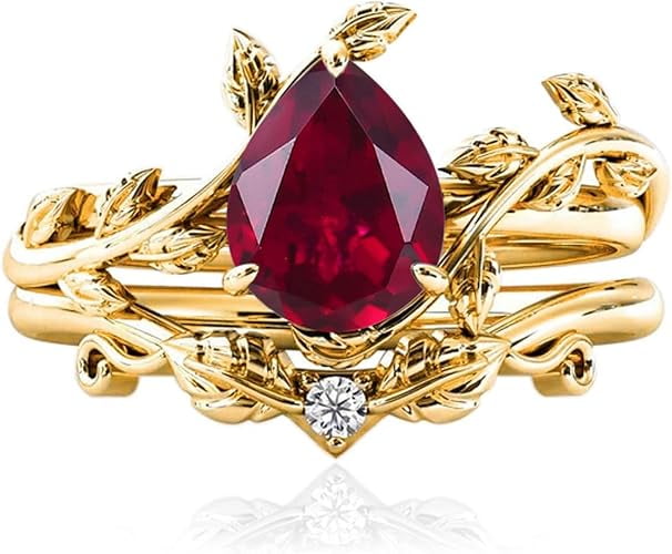 Dazzlingdaimonds Jewels 925 Sterling Silver 2.00 Ct Pear Cut Garnet & Diamond Wedding Valentine ...