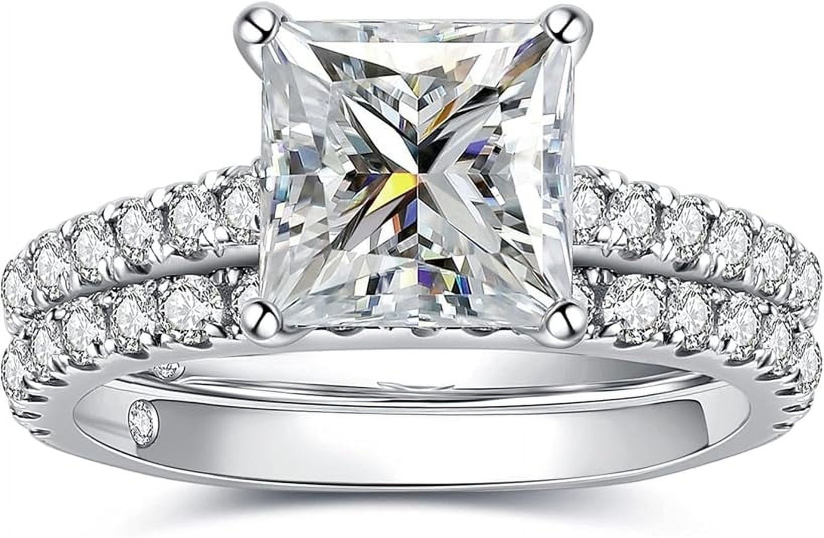 Dazzlingdaimonds Jewels 925 Sterling Silver 2.70 Ct Princess Cut White Diamond Engagement ...