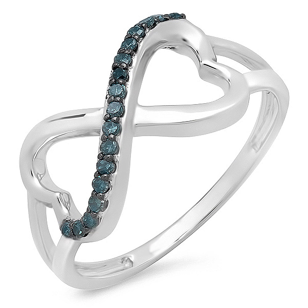 Dazzlingrock Collection 0.15 Carat (ctw) 10k Round Blue Diamond Ladies ...