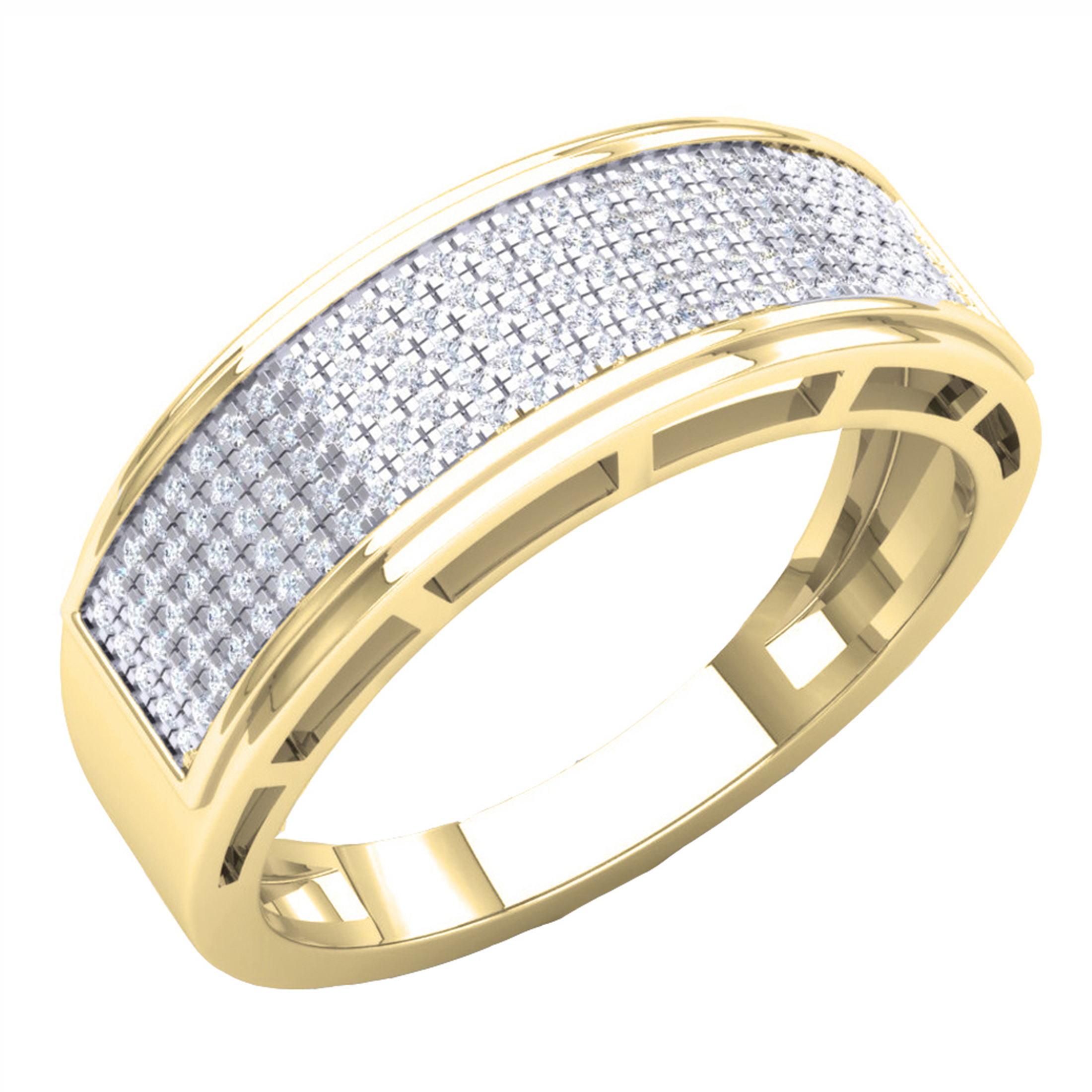 Men's 10K Yellow Gold Real Diamond Miami Cuban Band Ring .23 ct 11MM - Walmart.com