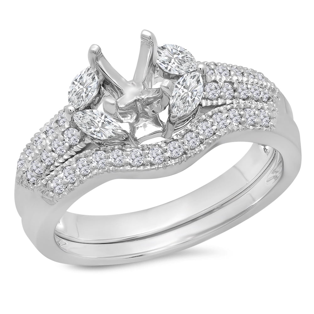Dazzlingrock Collection 0.65 Carat (Ctw) 14k Round and Marquise White ...