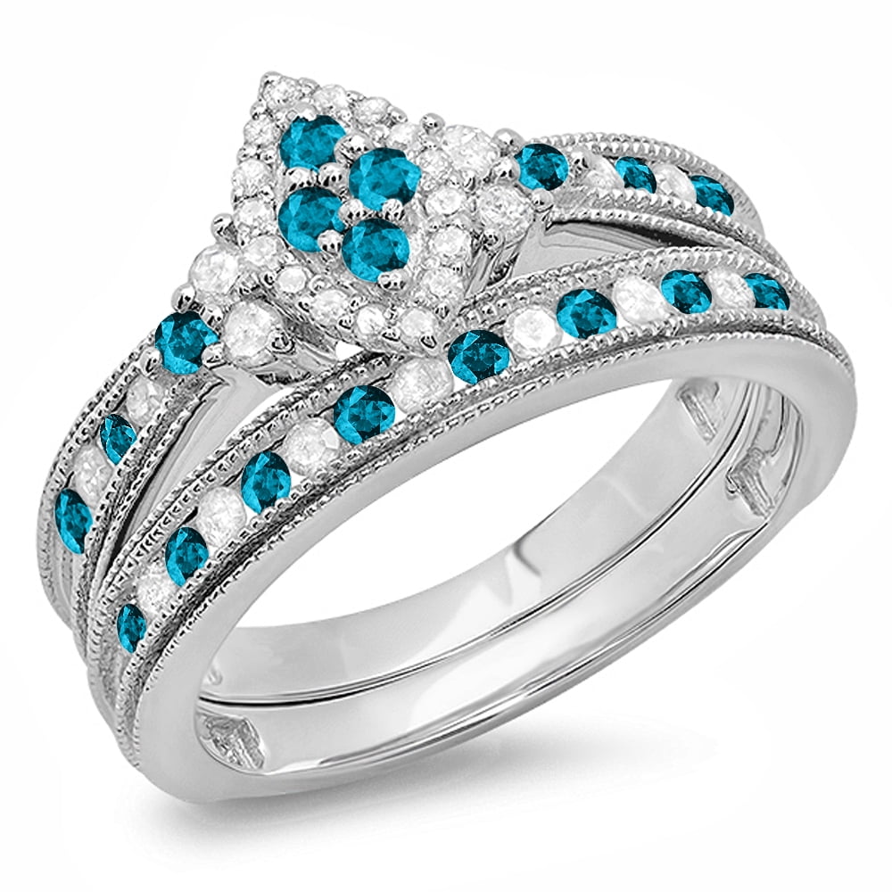 Dazzlingrock Collection 0.80 Carat (ctw) Sterling Silver Blue & White ...