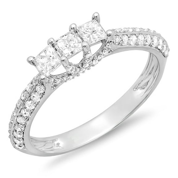 Dazzlingrock Collection 1.60 Carat (ctw) 14K Princess & Round Cut Black ...