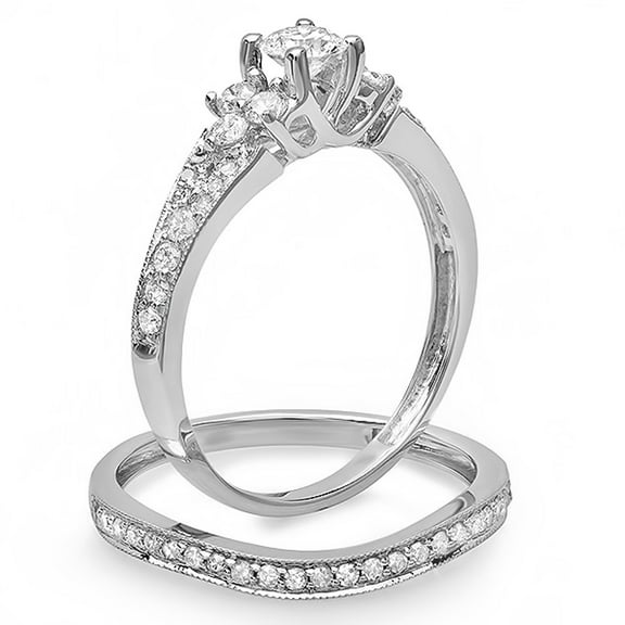 Dazzlingrock Collection 1.20 Carat (ctw) 10K Princess, Round & Baguette ...
