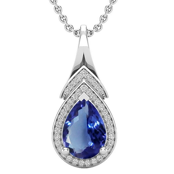 Dazzlingrock Collection 10X7mm Pear Tanzanite & Round White Diamond ...