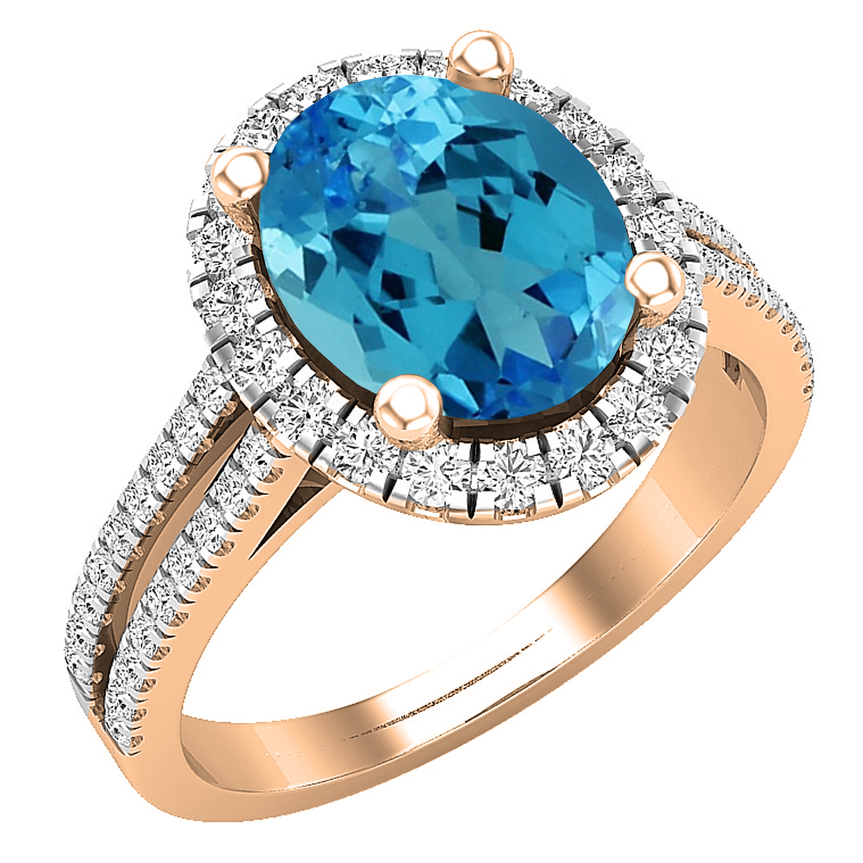 Dazzlingrock Collection 10X8mm Oval Blue Topaz & Round White Diamond ...