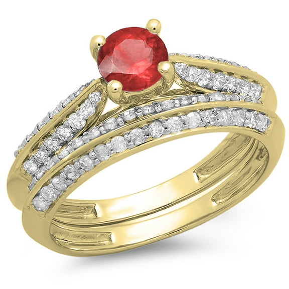 Mauli Jewels 1.80 Carat Ruby Engagement Ring Bridal Set for Women ...