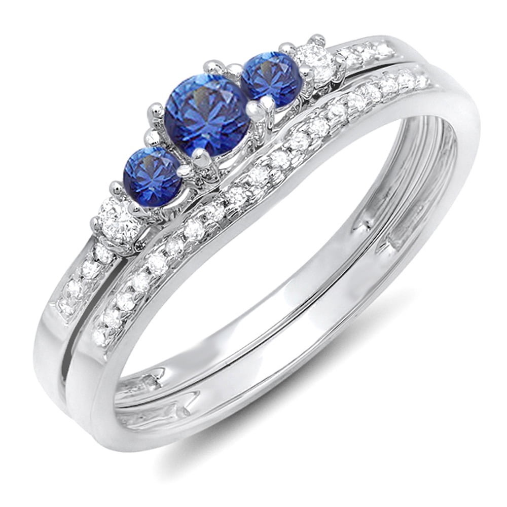 Dazzlingrock Collection 14k Round Blue Sapphire And White Diamond ...