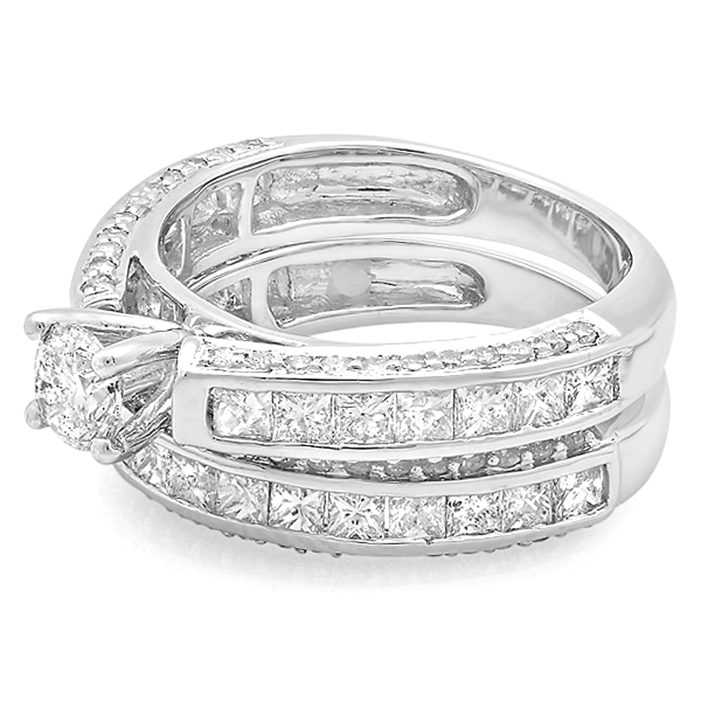Dazzlingrock Collection 3.00 Carat (ctw) 14k Princess & Round Diamond ...
