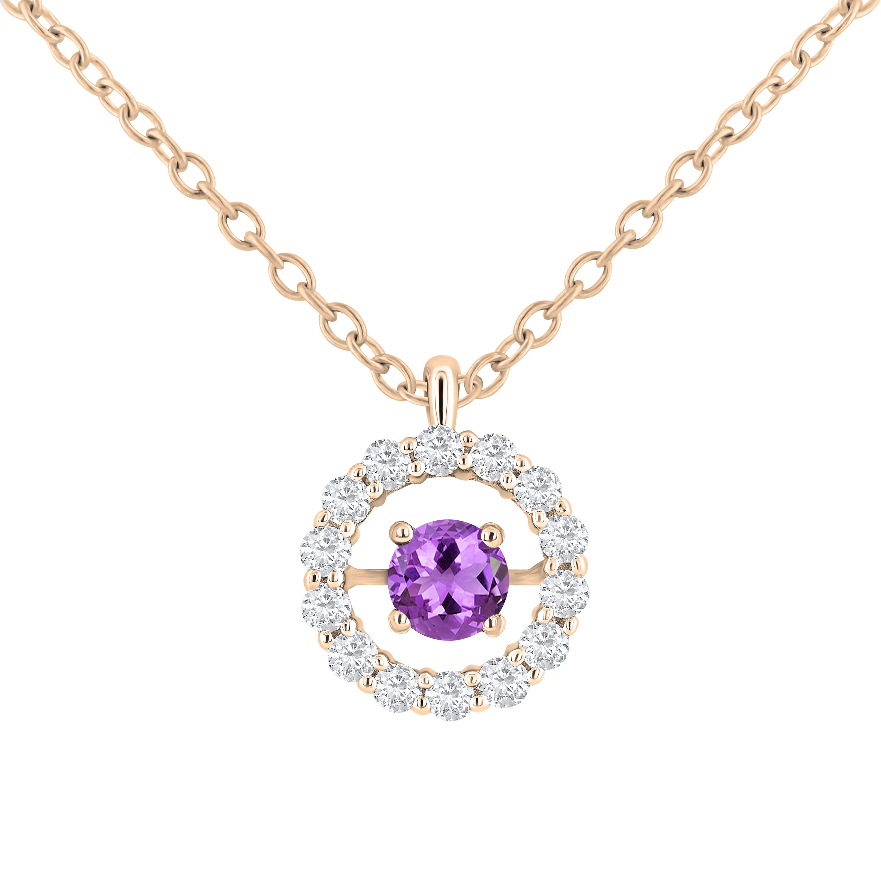 Dazzlingrock Collection 3.9mm Center Round Flickering Amethyst & White ...