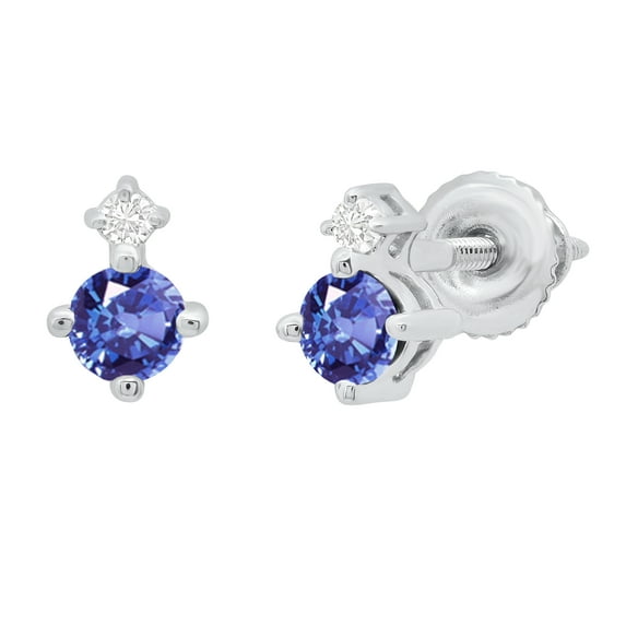 Dazzlingrock Collection 3mm Round Tanzanite & White Diamond Screwback 2 ...