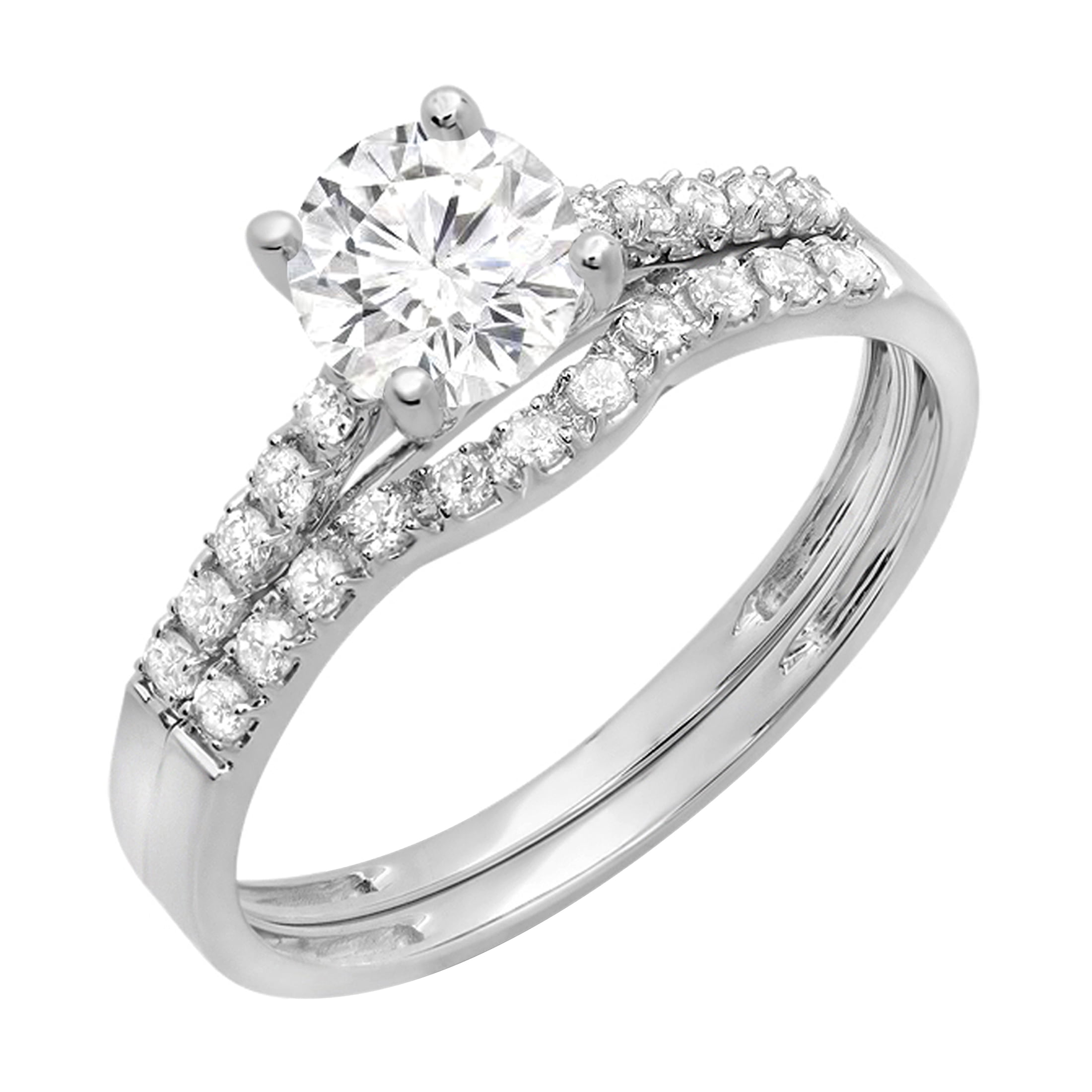 Dazzlingrock Collection 5.8mm Center Round Moissanite & White Gold ...