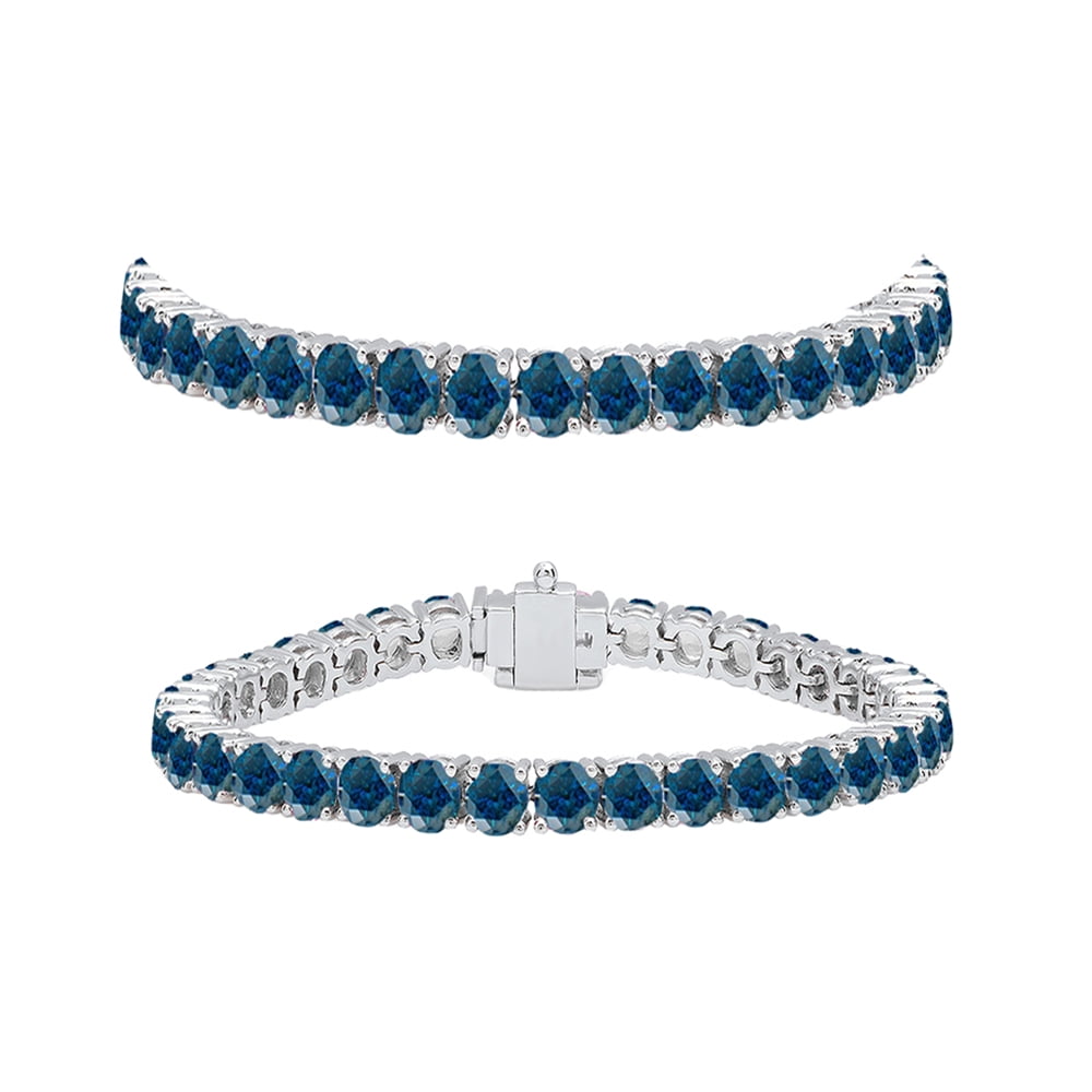 Dazzlingrock Collection 7.00 CT 14K Round Cut Real Blue Diamond Ladies ...