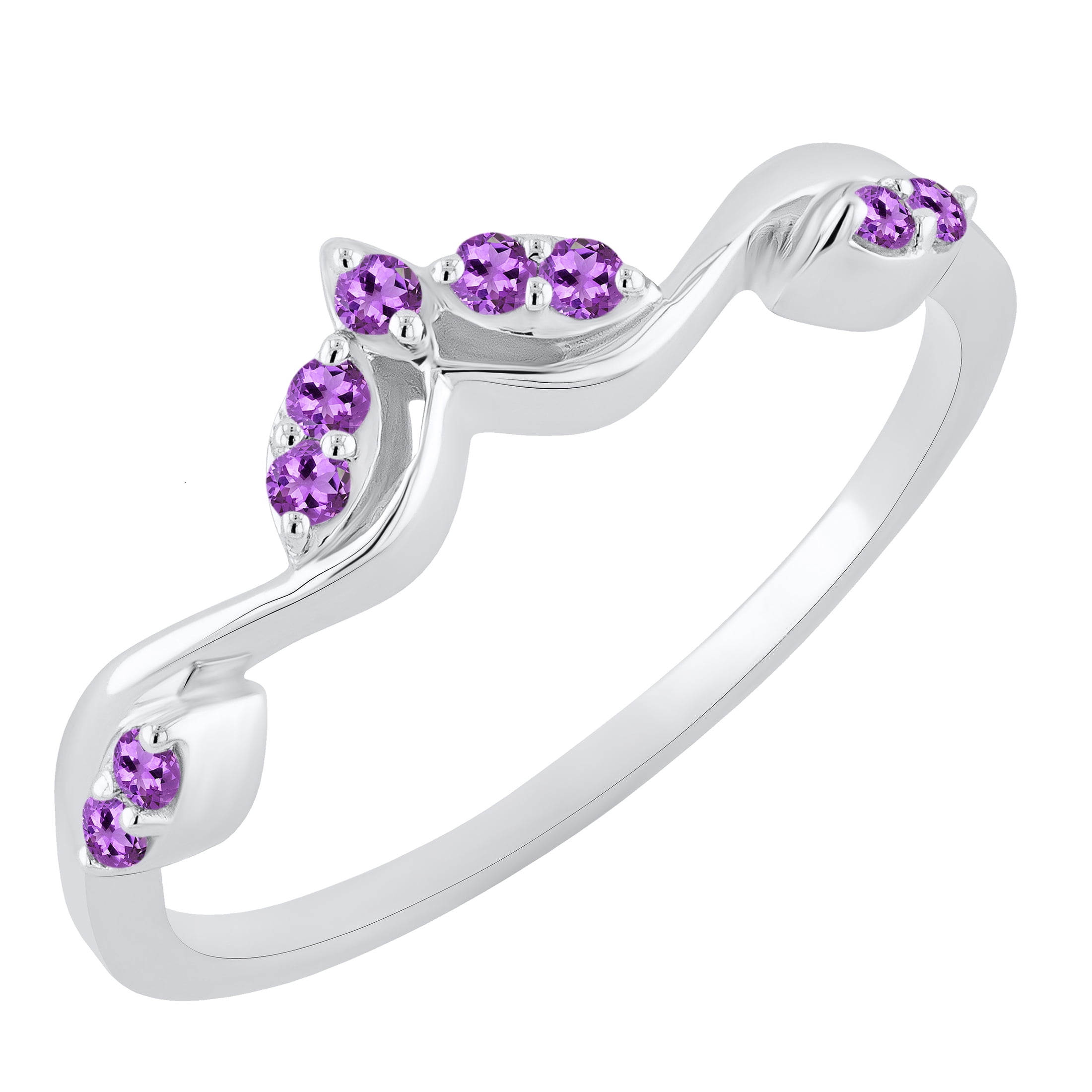 Dazzlingrock Collection Round Amethyst Leaf Design Curved Fashion ...