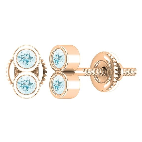 Dazzlingrock Collection Round Aquamrine Vertical 2 Stone Style ...