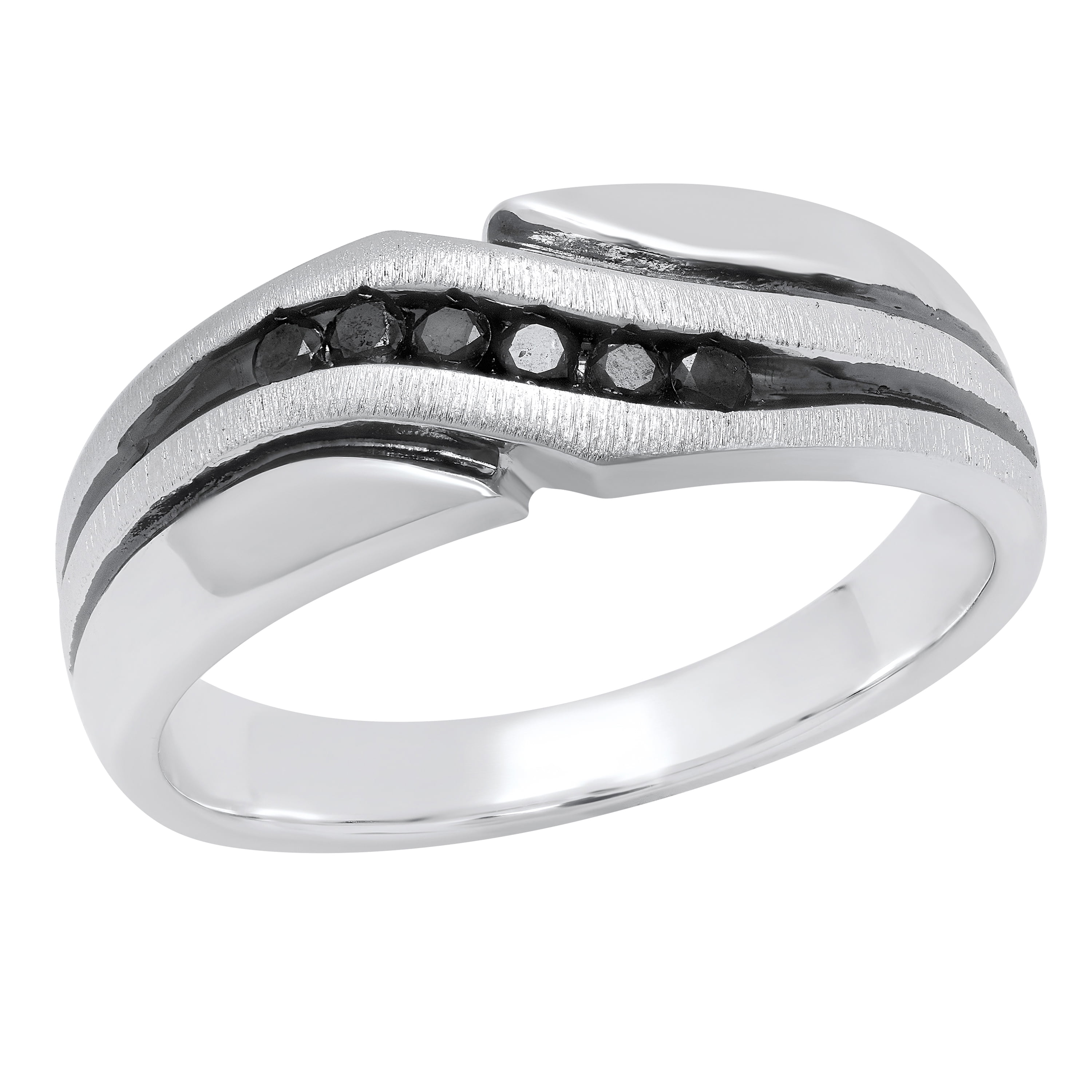 Dazzlingrock Collection Round Black Diamond Brushed Finish Wedding Band ...