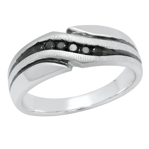 Dazzlingrock Collection Round Black Diamond Brushed Finish Wedding Band ...
