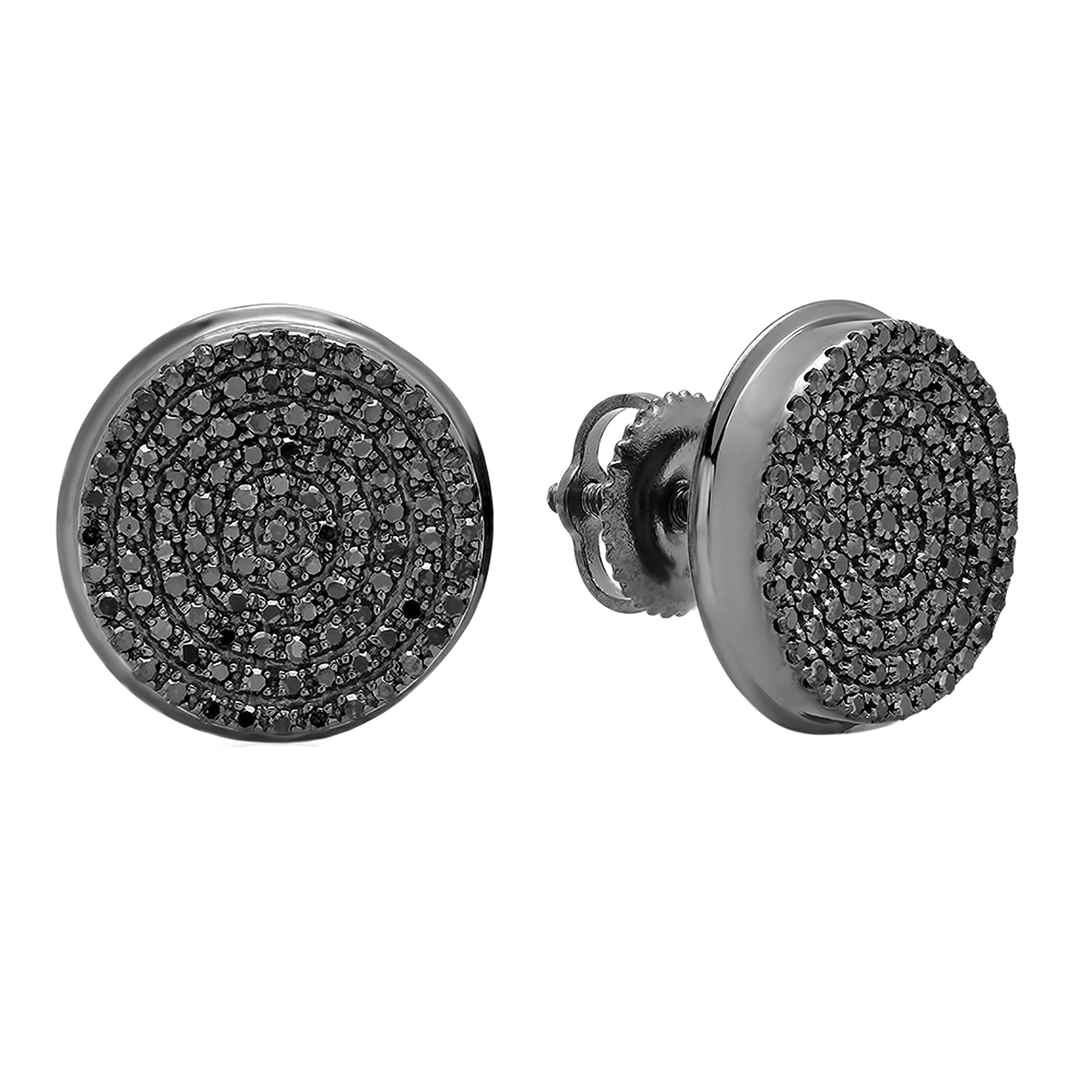 Dazzlingrock Collection Round Black Diamond Micro Pave Hip Hop ...