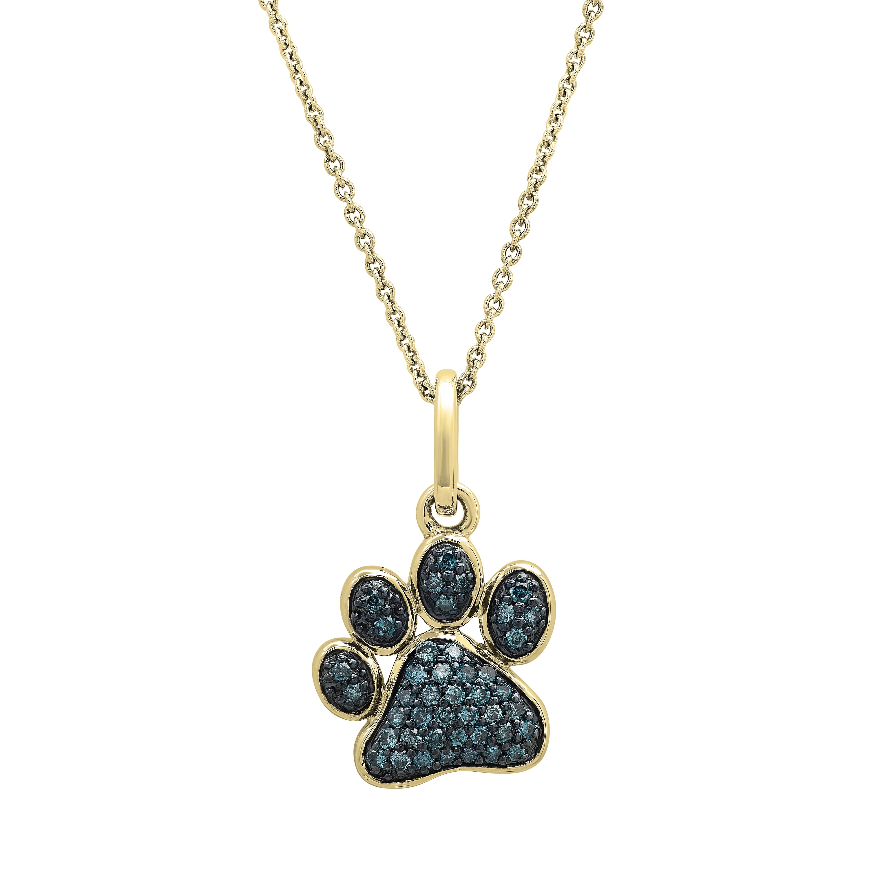 Dazzlingrock Collection Round Blue Diamond Dog Paw Print Pendant for ...